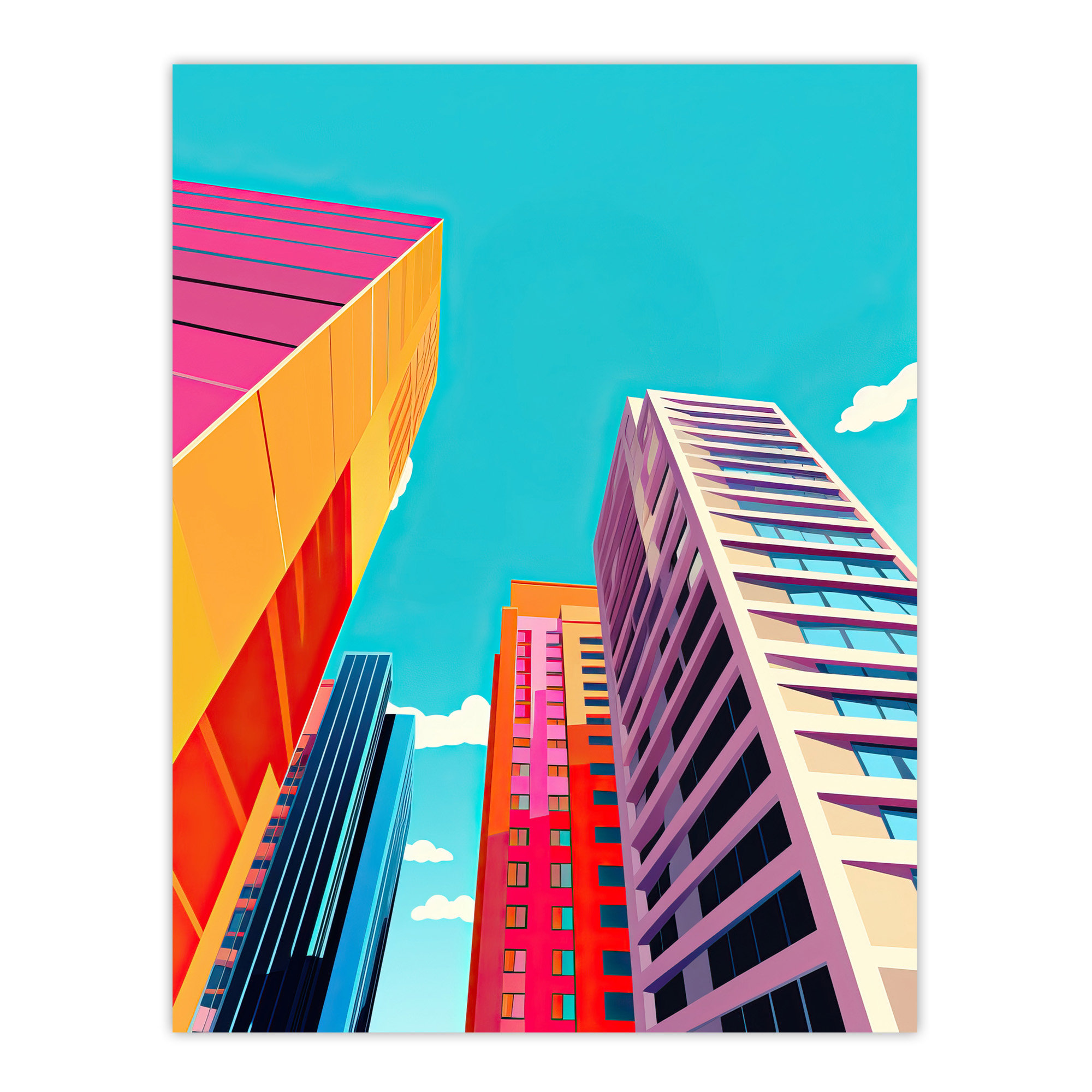 Wee Blue Coo Wall Art Print City Living Skyscraper Graphic Design ...