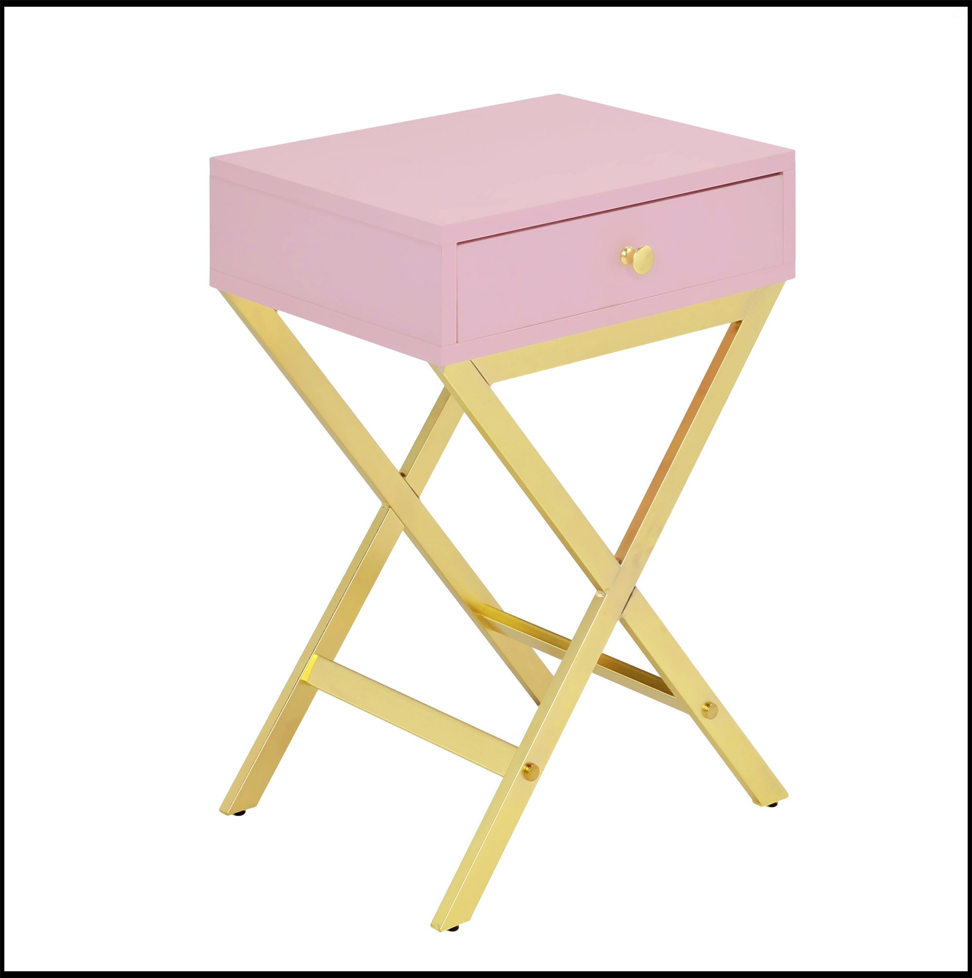 Mercer41 Brass 1-Drawer Rectangular Accent Table | Wayfair