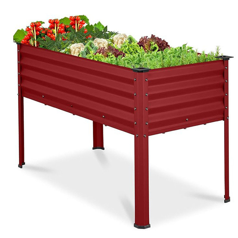 17 Stories Outdoor Floor Standing Raised Garden Bed, Metal Elevated ...