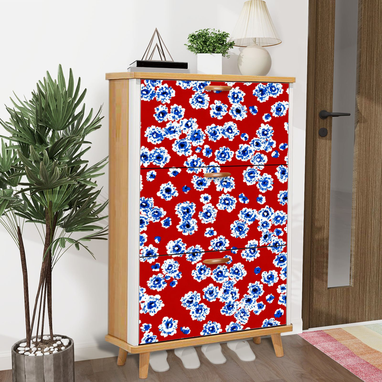 East Urban Home Shoe Storage Cabinet with 3 Flip Drawers for Hand Drawn ...