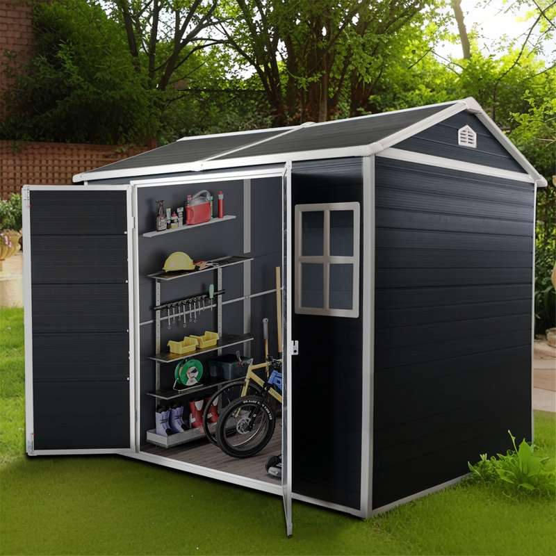 Modern Escapes Decor Outdoor Resin+Steel Frame Weather-Resist Storage ...