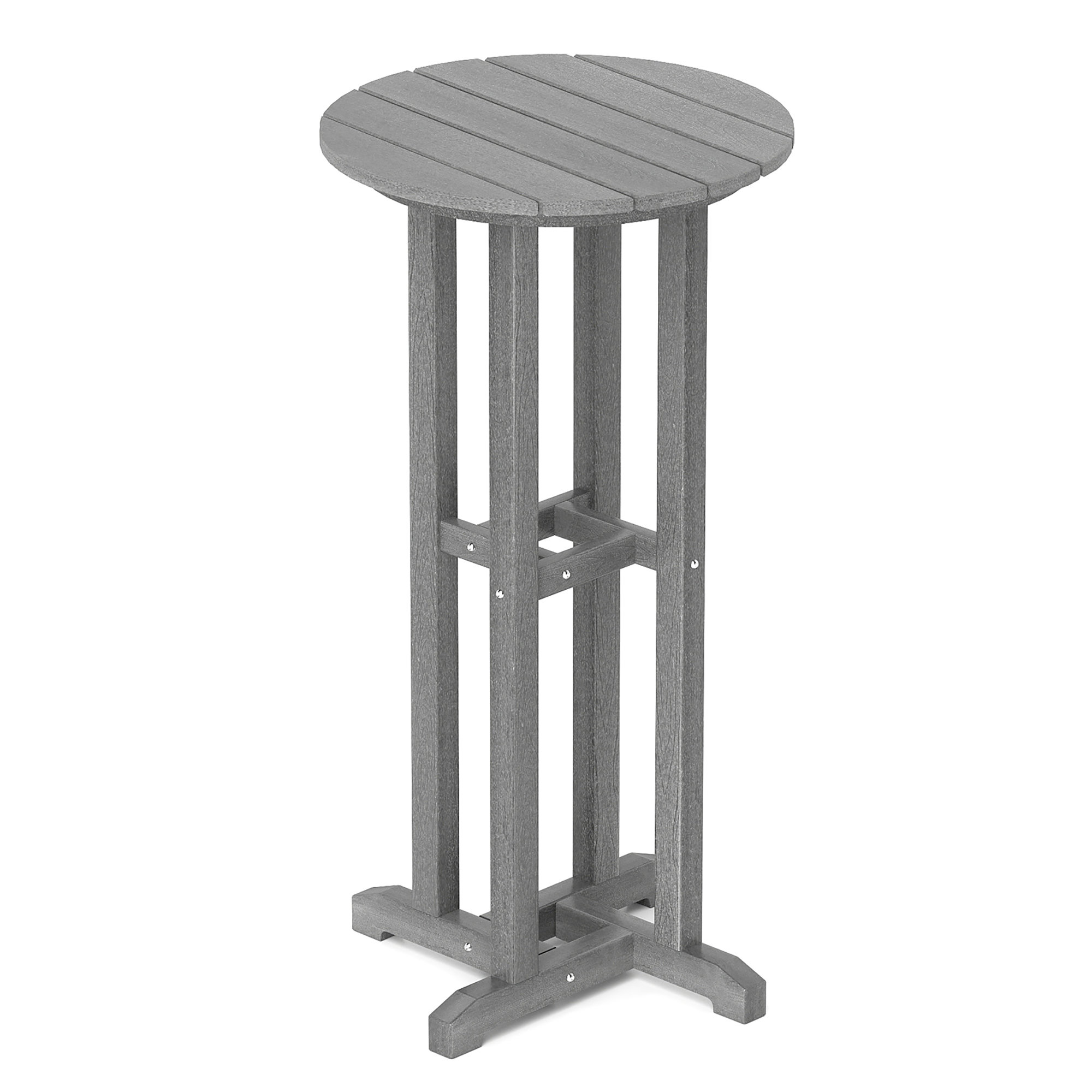 Ebern Designs 21.5" Round Patio Bar Table with Slatted Table Top ...
