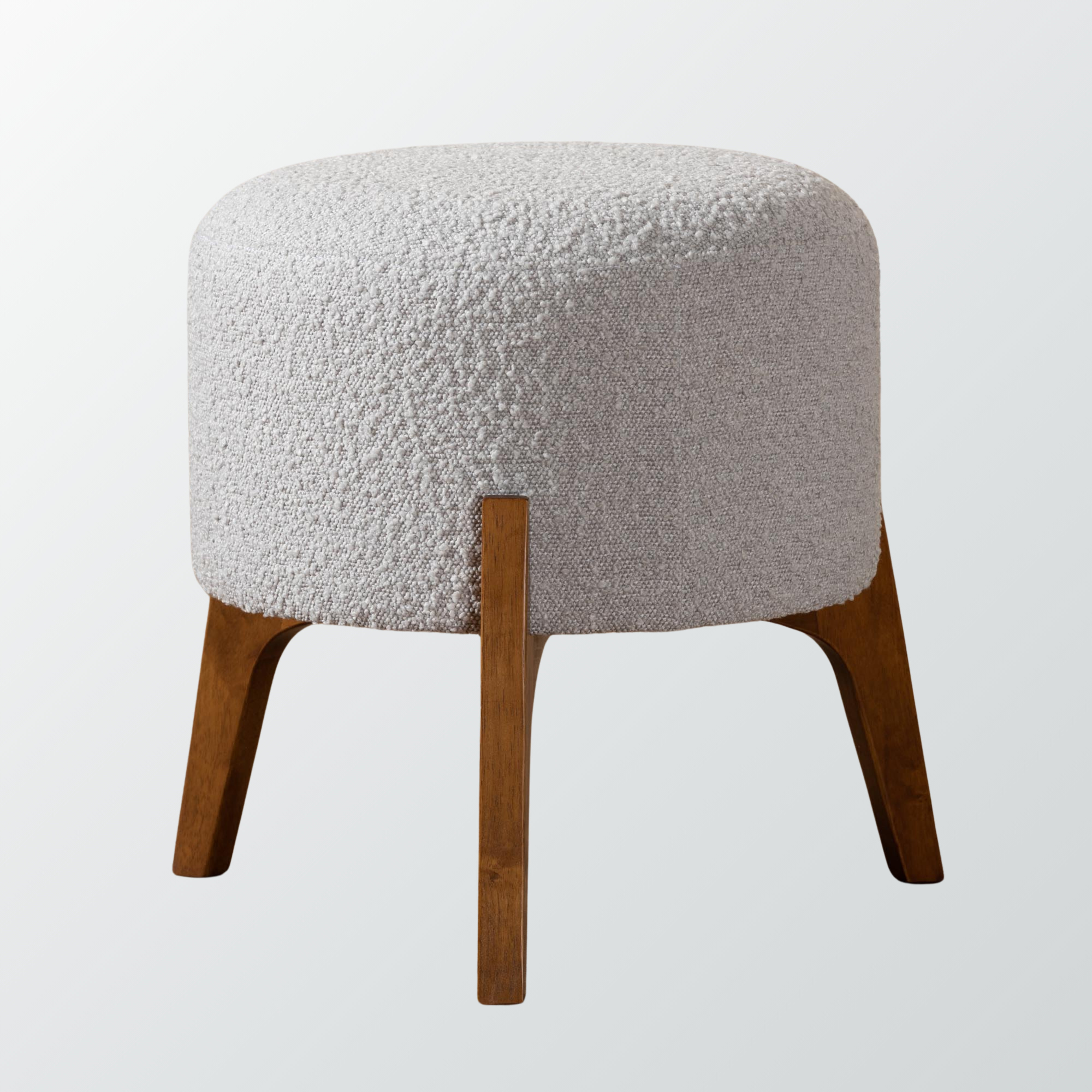 George Oliver Collin Ottoman Footstool with Light Grey Boucle Fabric ...
