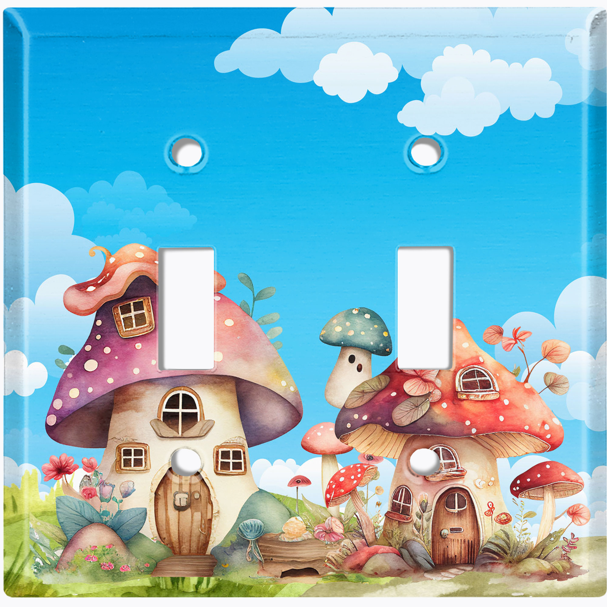 WorldAcc Metal Light Switch Plate Outlet Cover (Cute Mushroom House ...