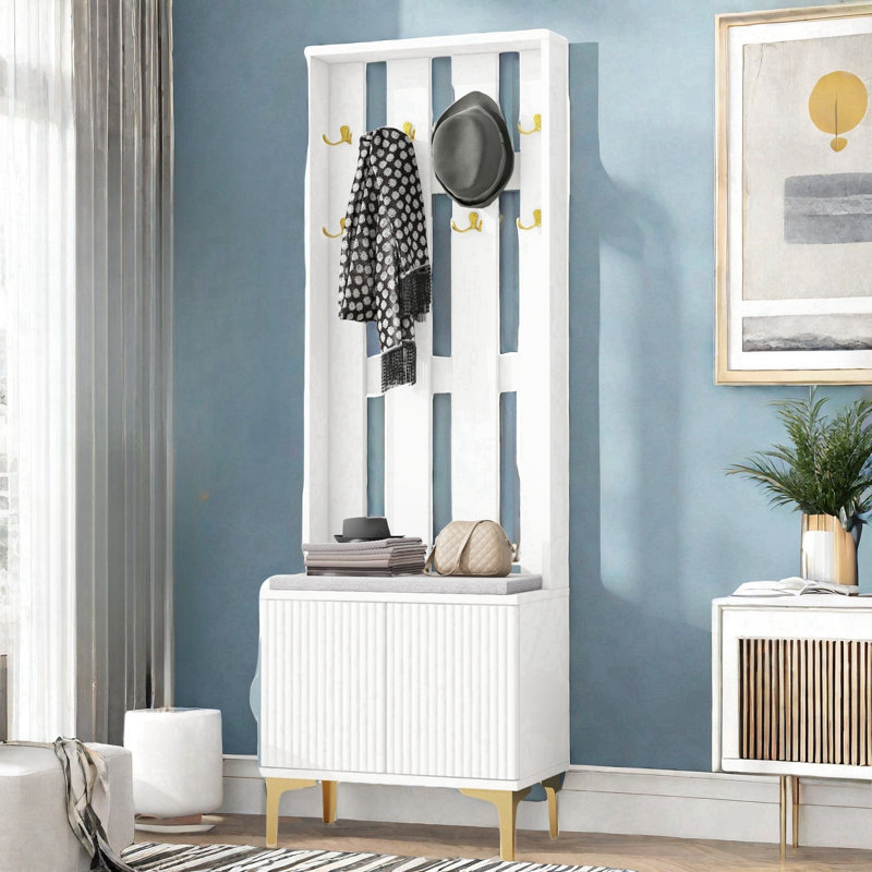 George Oliver Trimble With Cushion, Versatile Coat Rack With 8 Gold ...