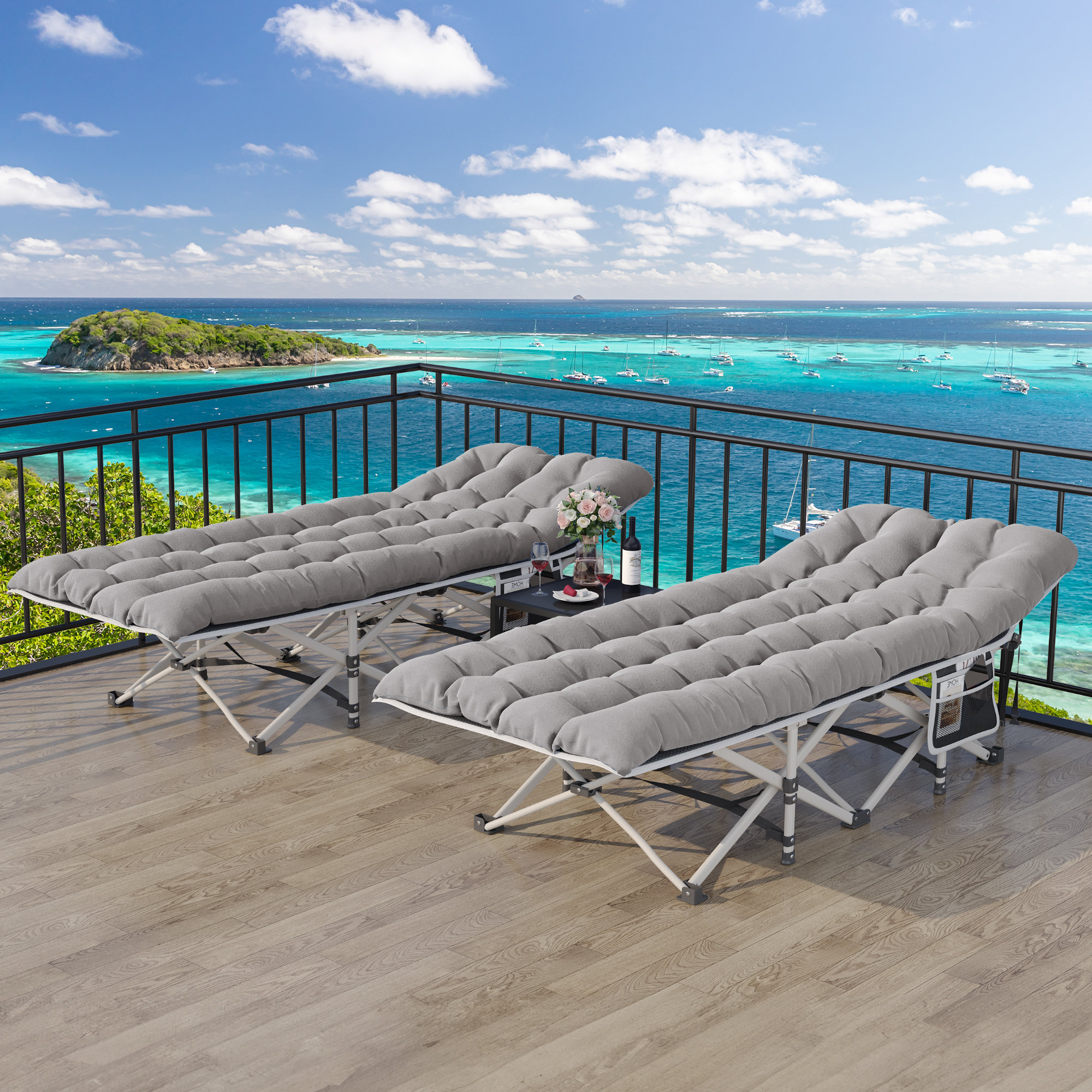 Arlmont & Co. Swind Powder Coated Steel Outdoor Convertible Chaise ...