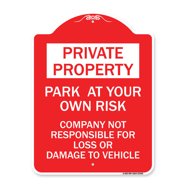 Signmission Designer Series Sign - Park At Your Own Risk - Company Not ...