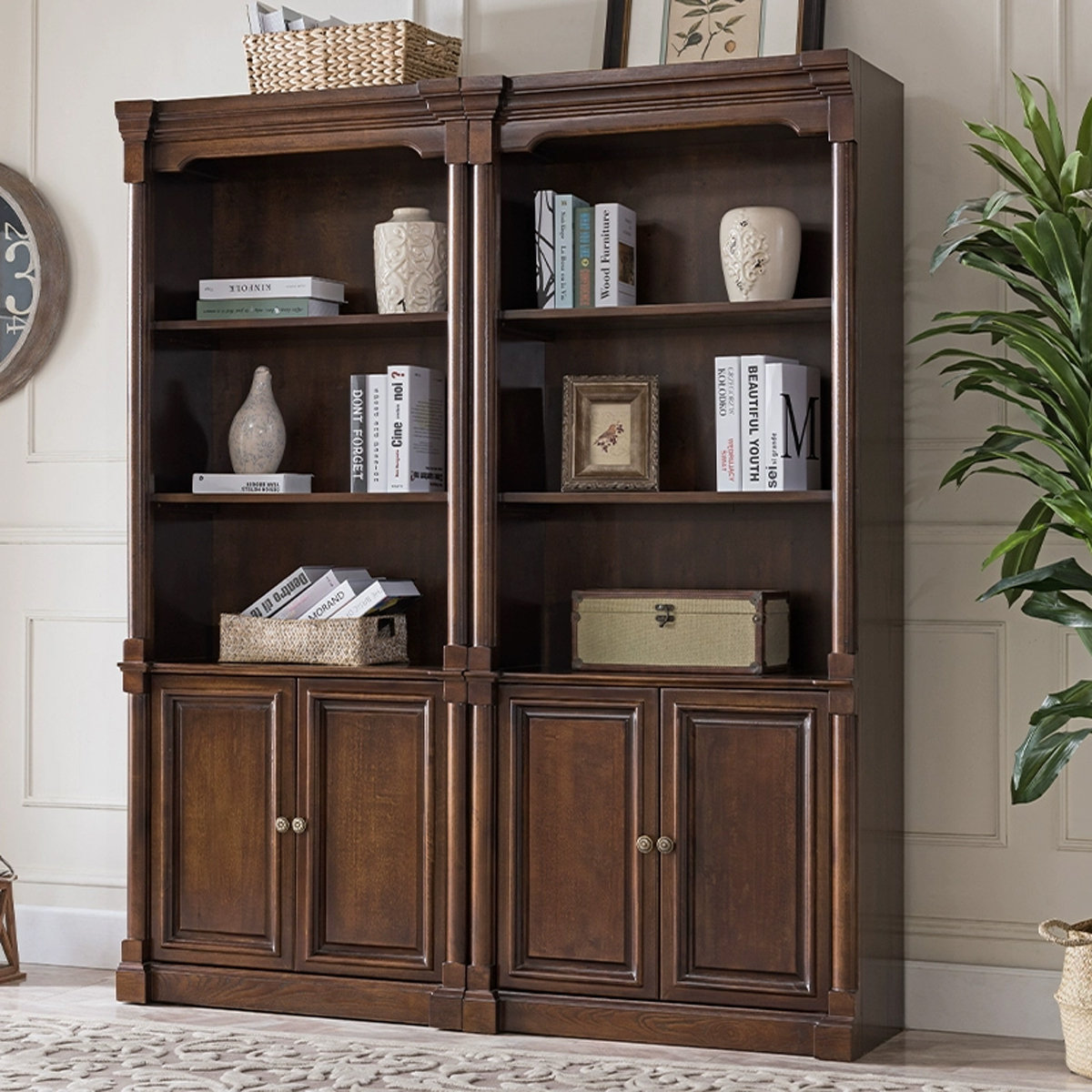Stylistics Savvy 62.99" Brown Standard Solid Wood Bookcases | Wayfair
