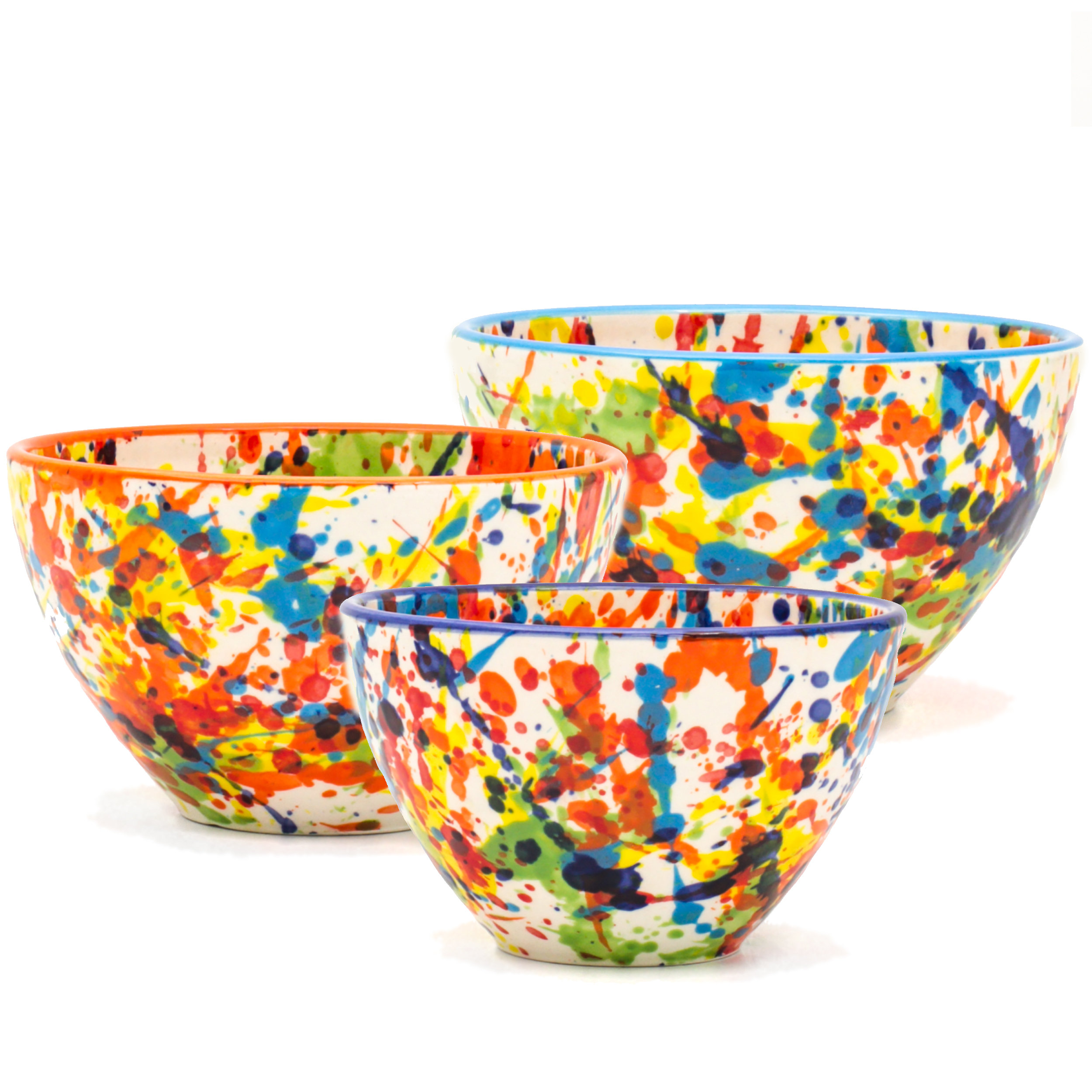 Euro Ceramica Pintura 3 Piece Assorted Stacking Bowl Set | Wayfair