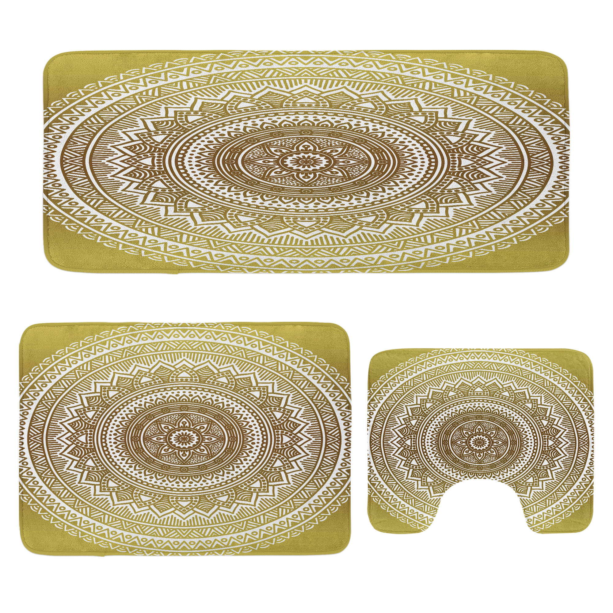 East Urban Home Ethnic Bathroom Rug Set 3 Pieces U-Shape & Rectangle ...