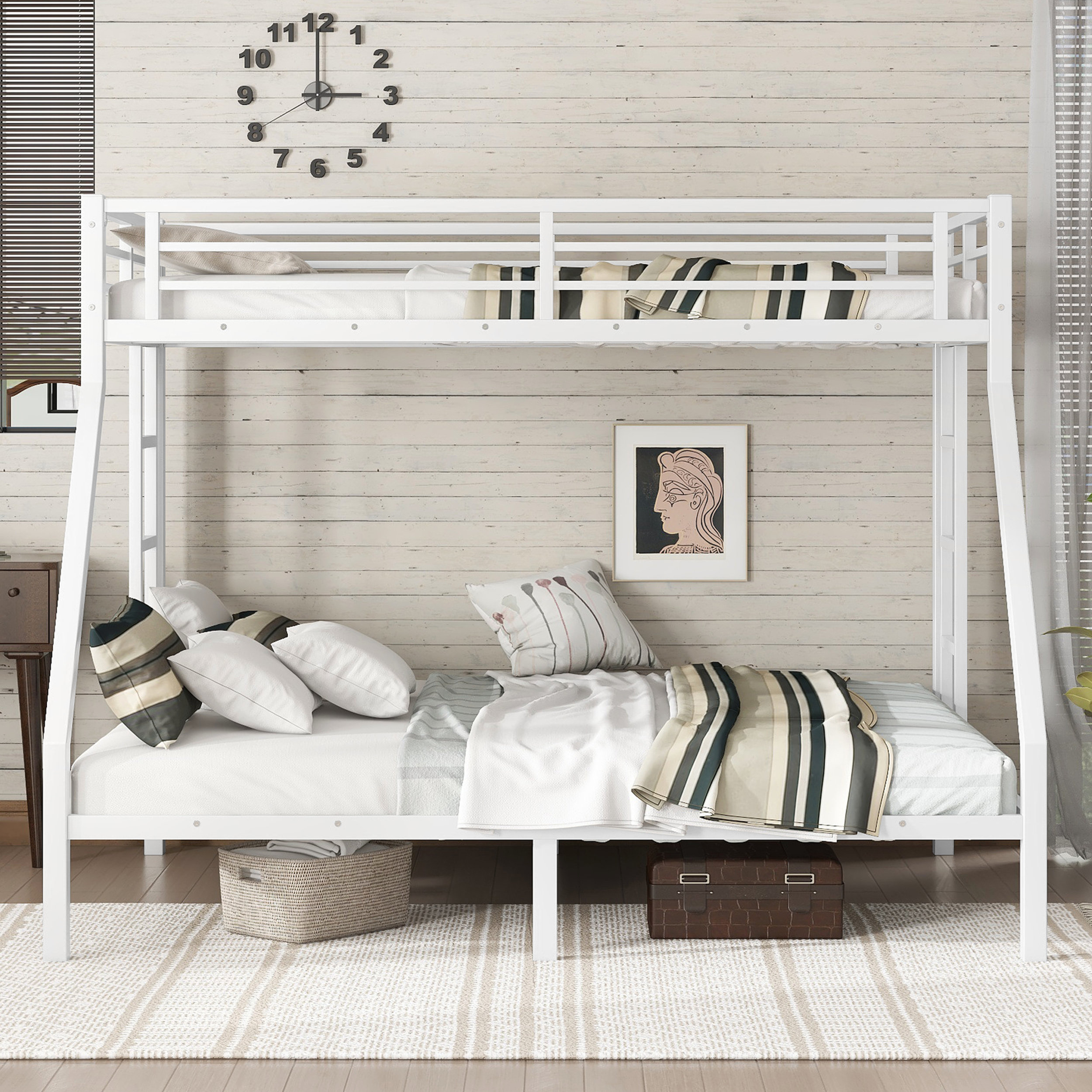 Wrought Studio™ Metal Full XL Over Queen Bunk Bed, Space-Saving Design ...