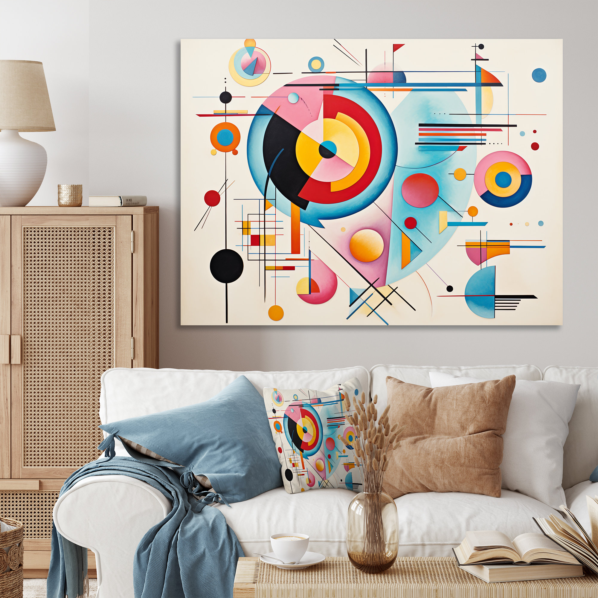 Ivy Bronx Blue And Pink Abstract Geometric Vision 2 - Geometric Wall ...
