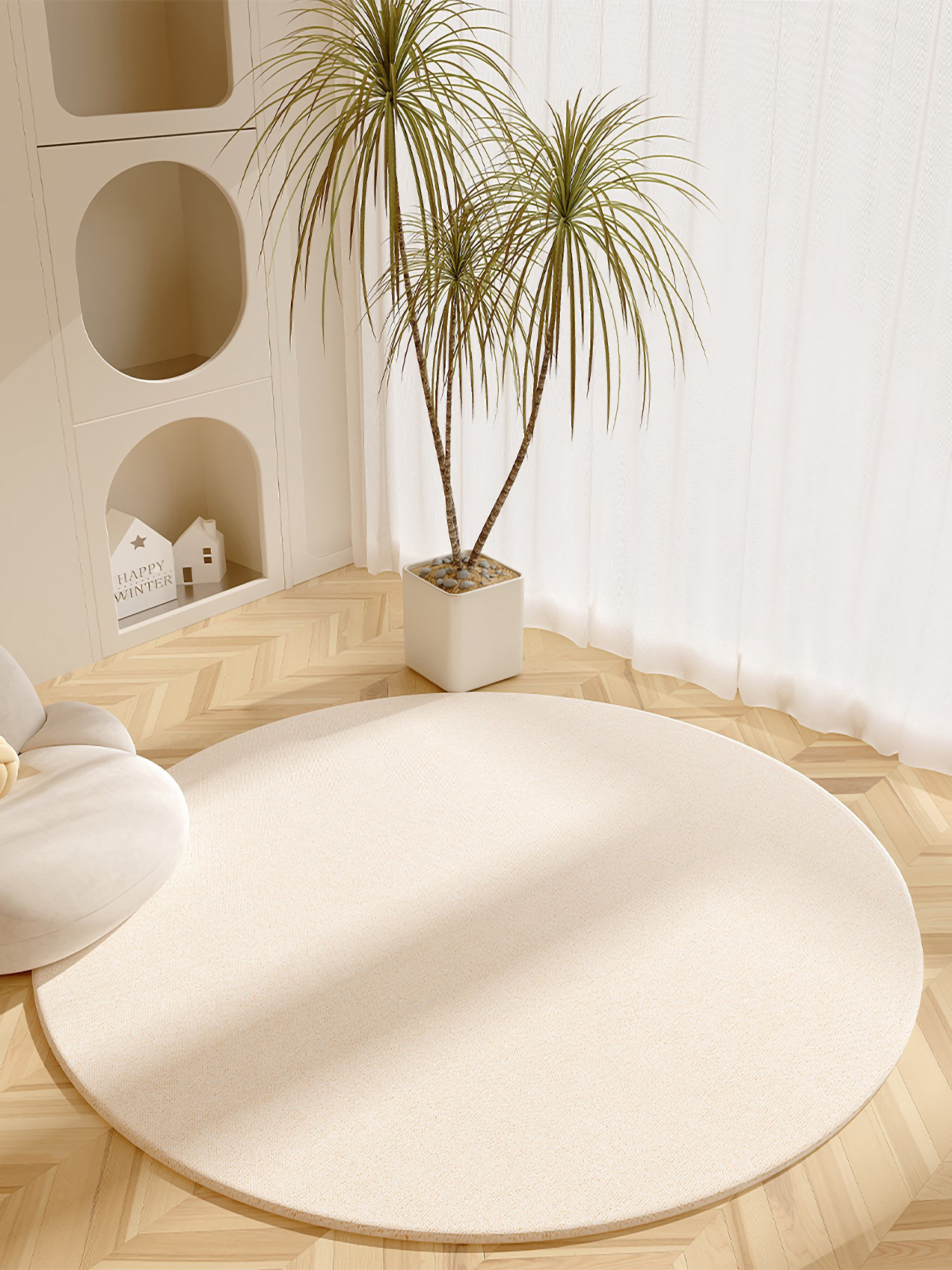 PURHOC Living Room Circular Carpet, Bedroom Swivel Chair, Small Floor ...