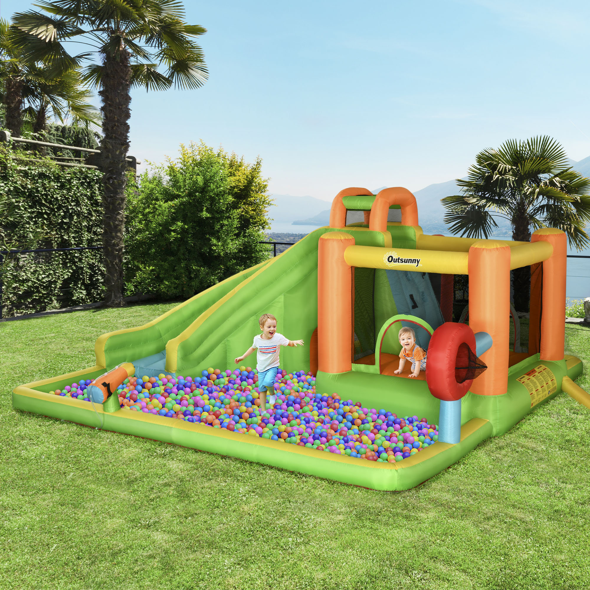 Outsunny 173.25" x 188.25" Bounce House with Slide - Wayfair Canada
