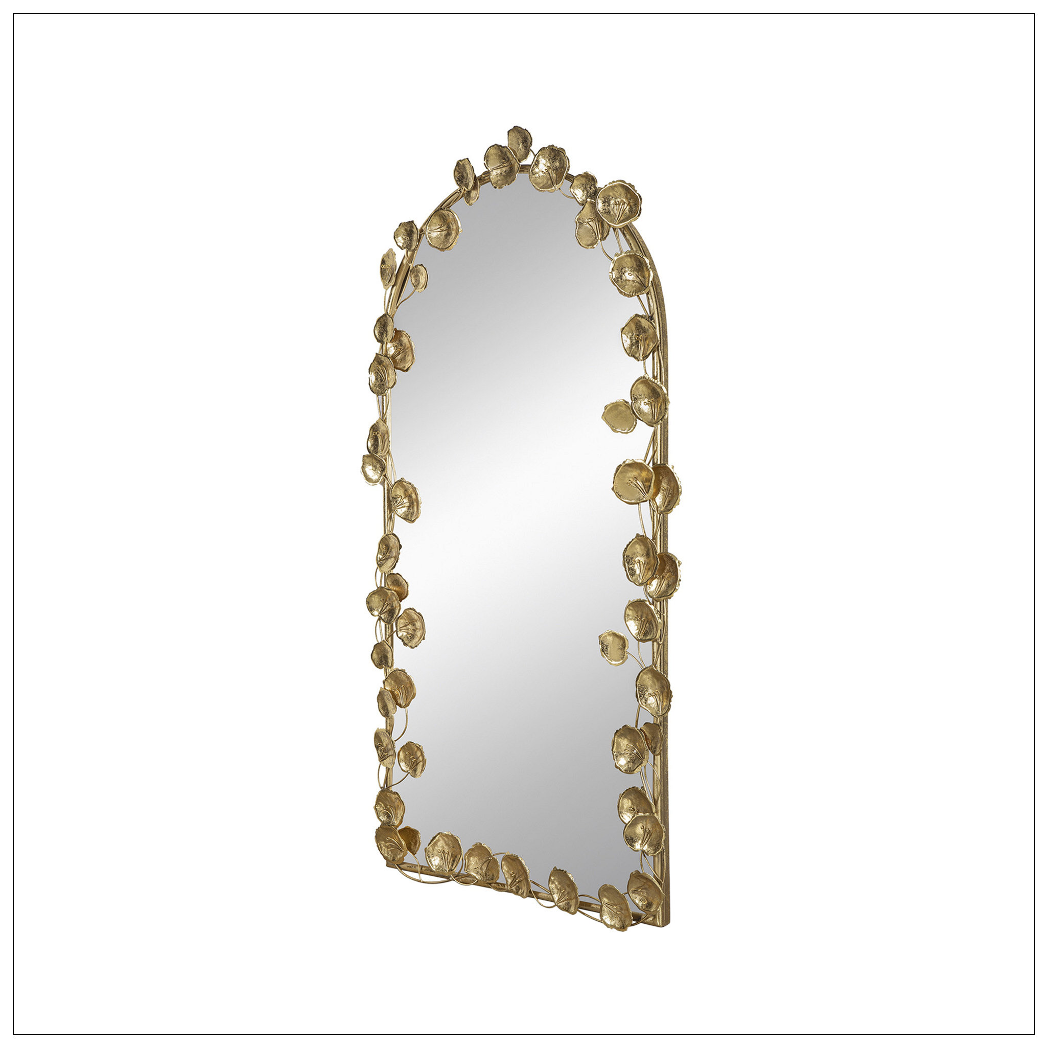 REDmintss Full Length Arched Wall Mirror With Leaf Accents, Decorative ...