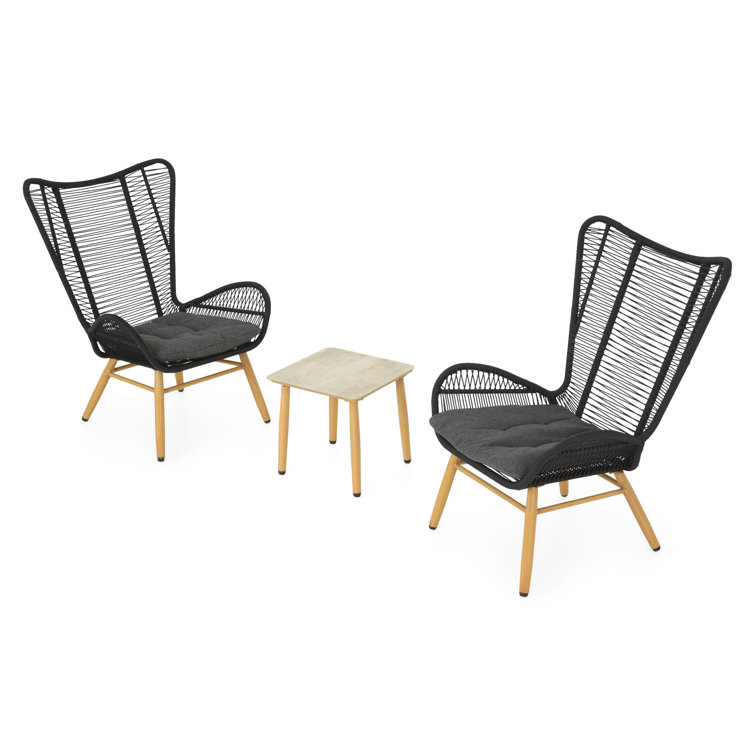 George Oliver Set Of 2 Armchairs And Table Winford Brown/grey | Wayfair ...