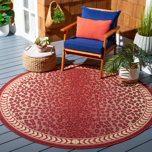 Red Round Outdoor Rugs You'll Love | Wayfair