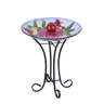 Hi-Line Gift Ltd. Solar Orb Floral Glass Hummingbird Bird Bath with ...