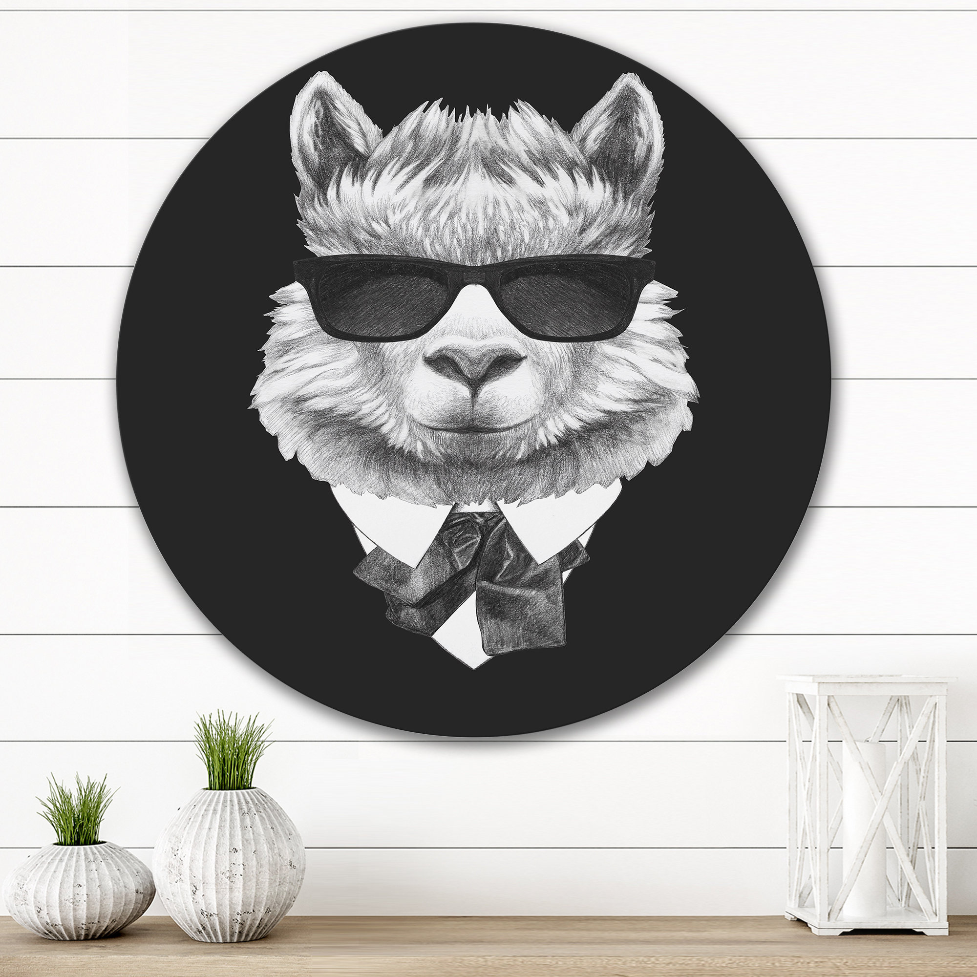 Trinx Portrait Of Lama In Suit - Traditional Metal Circle Wall Art ...