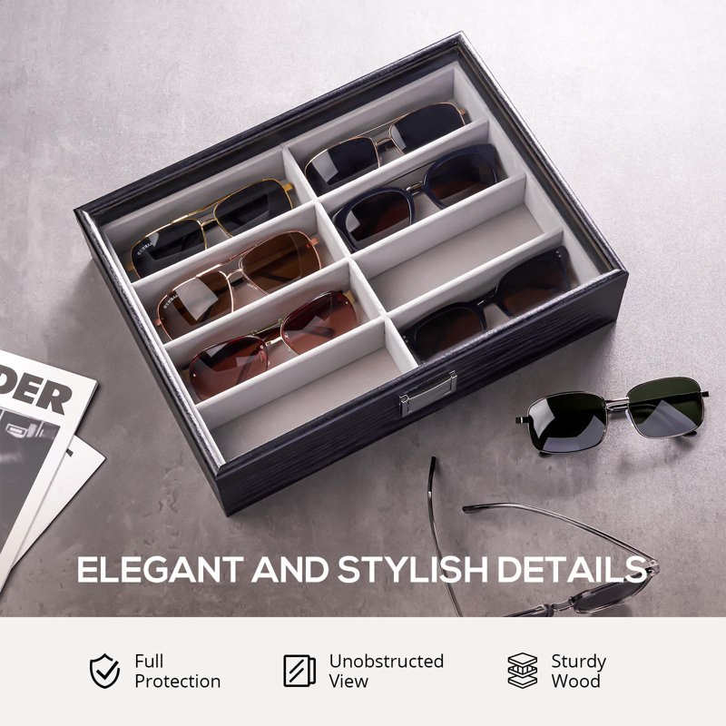 Rebrilliant Wooden Sunglasses Organizer Trays, Storage Box For Eyewear ...