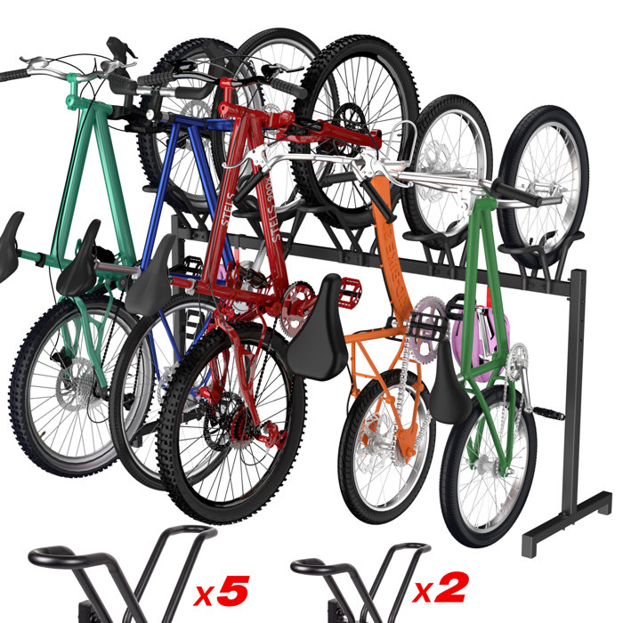 Arlmont & Co. Ravinath Steel Free-standing Adjustable Bike Rack, 5 ...