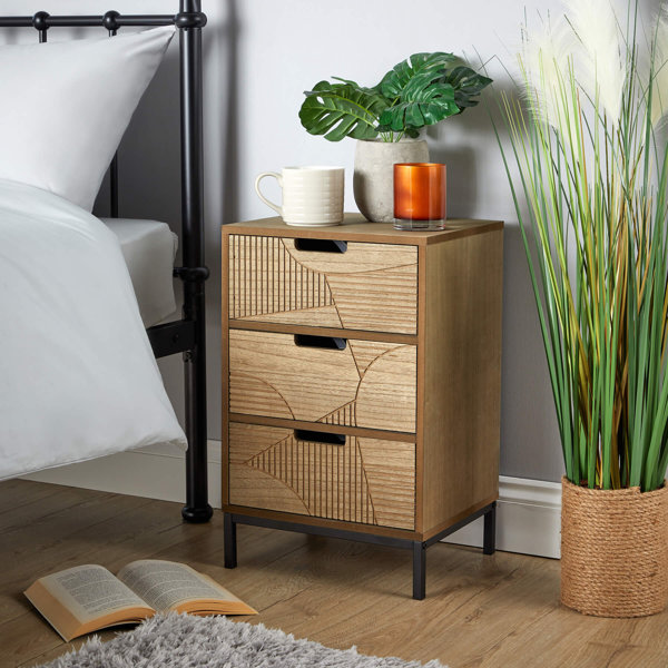 17 Stories Rhina 3 Drawer Bedside Table Storage Unit & Reviews ...