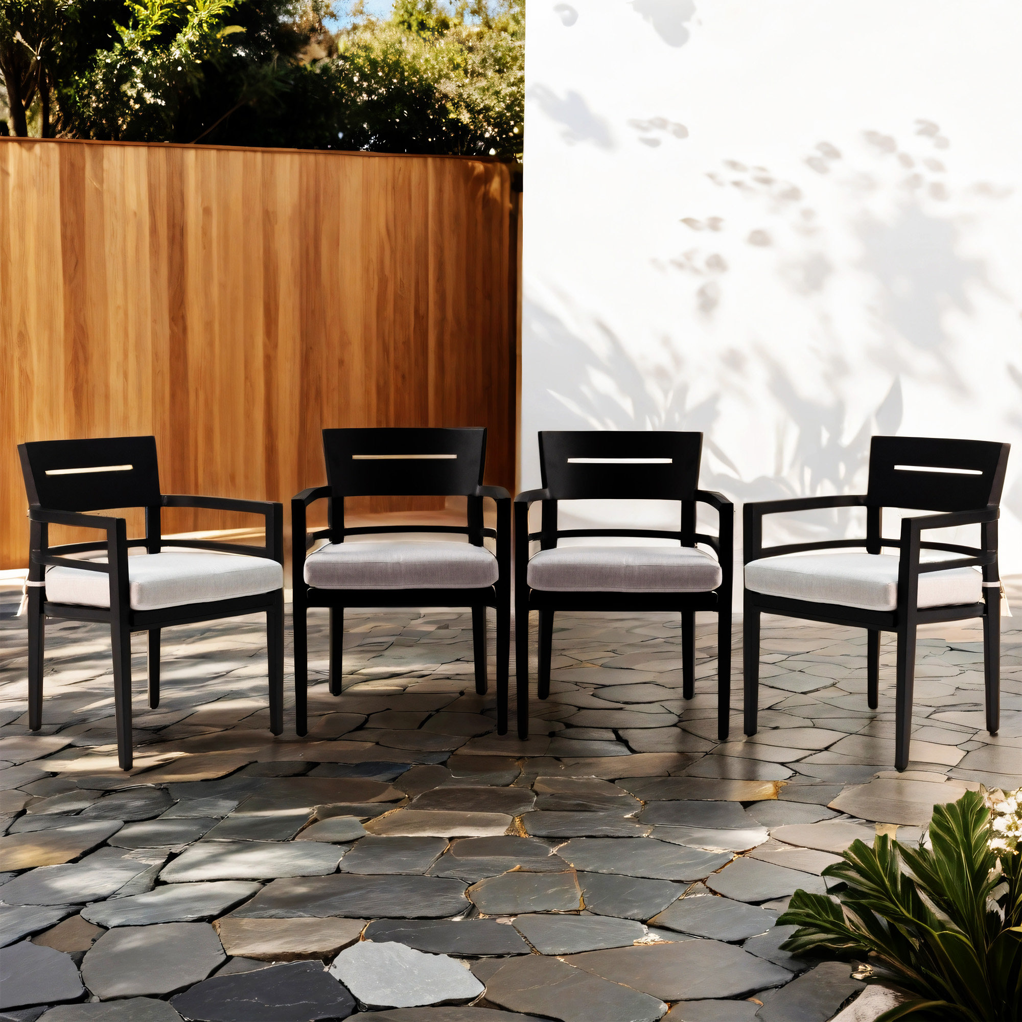 Red Barrel Studio Outdoor Patio K/D Aluminum Stationary Dining Chairs ...