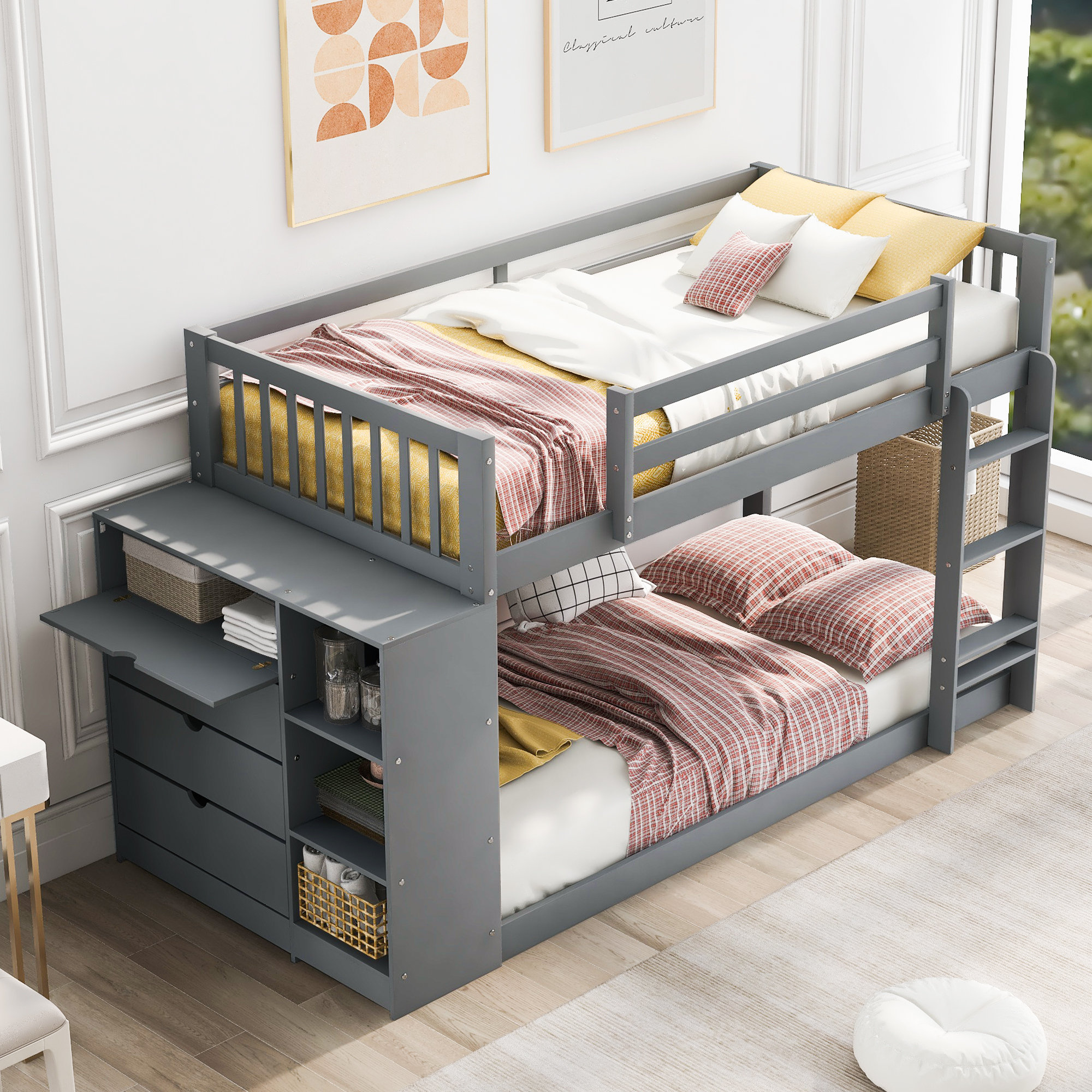 Harriet Bee Jamisha Pinewood + MDF Bunk Bed Bed | Wayfair