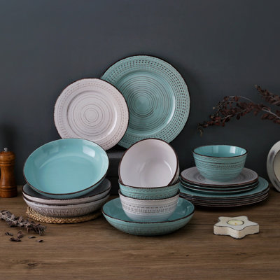 Wrought Studio™ Milvio 16 Piece Stoneware Matte Reactive Glaze ...