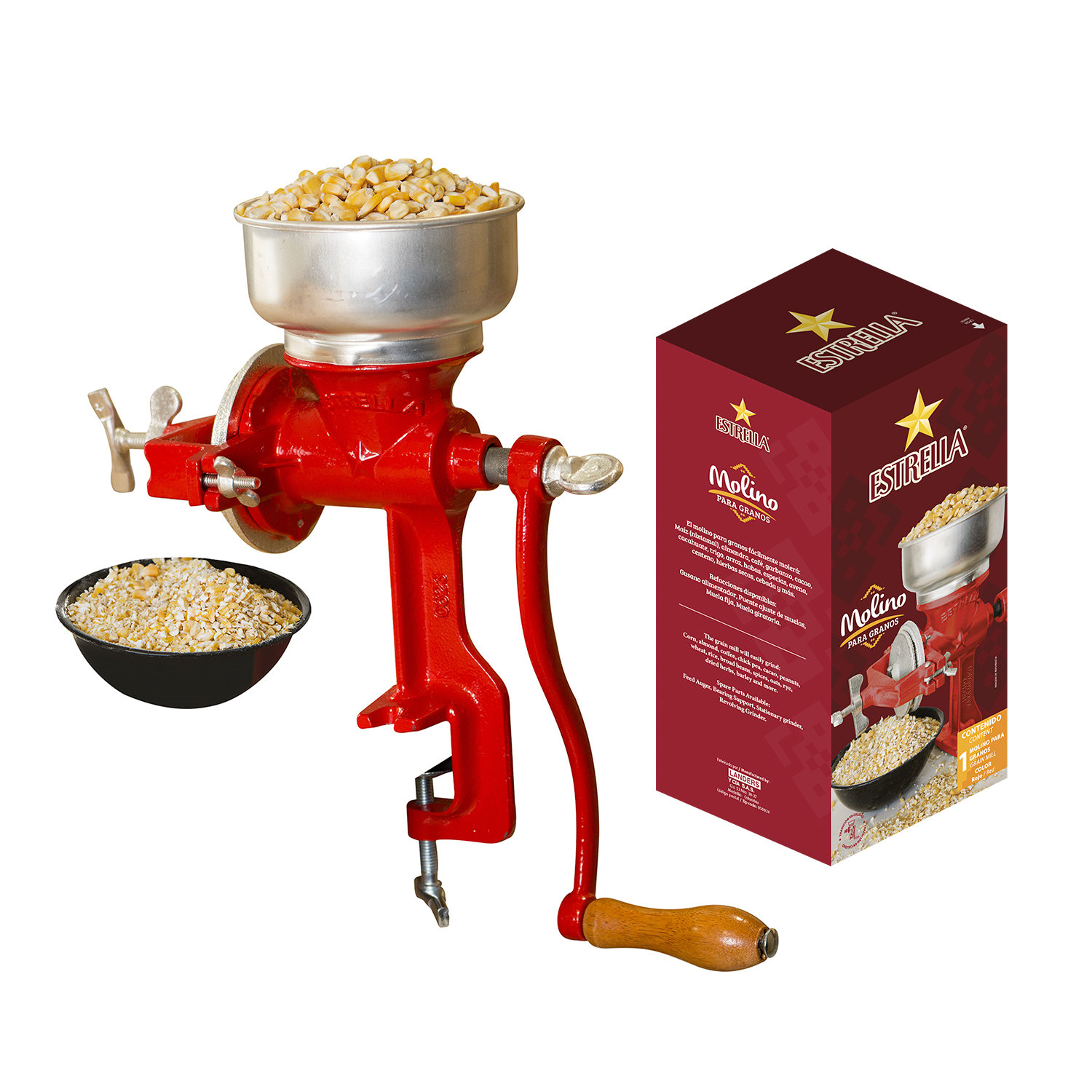 Estrella Mexican Cast Iron Grain Grinder Low Hopper, Estrella Corn Mill ...