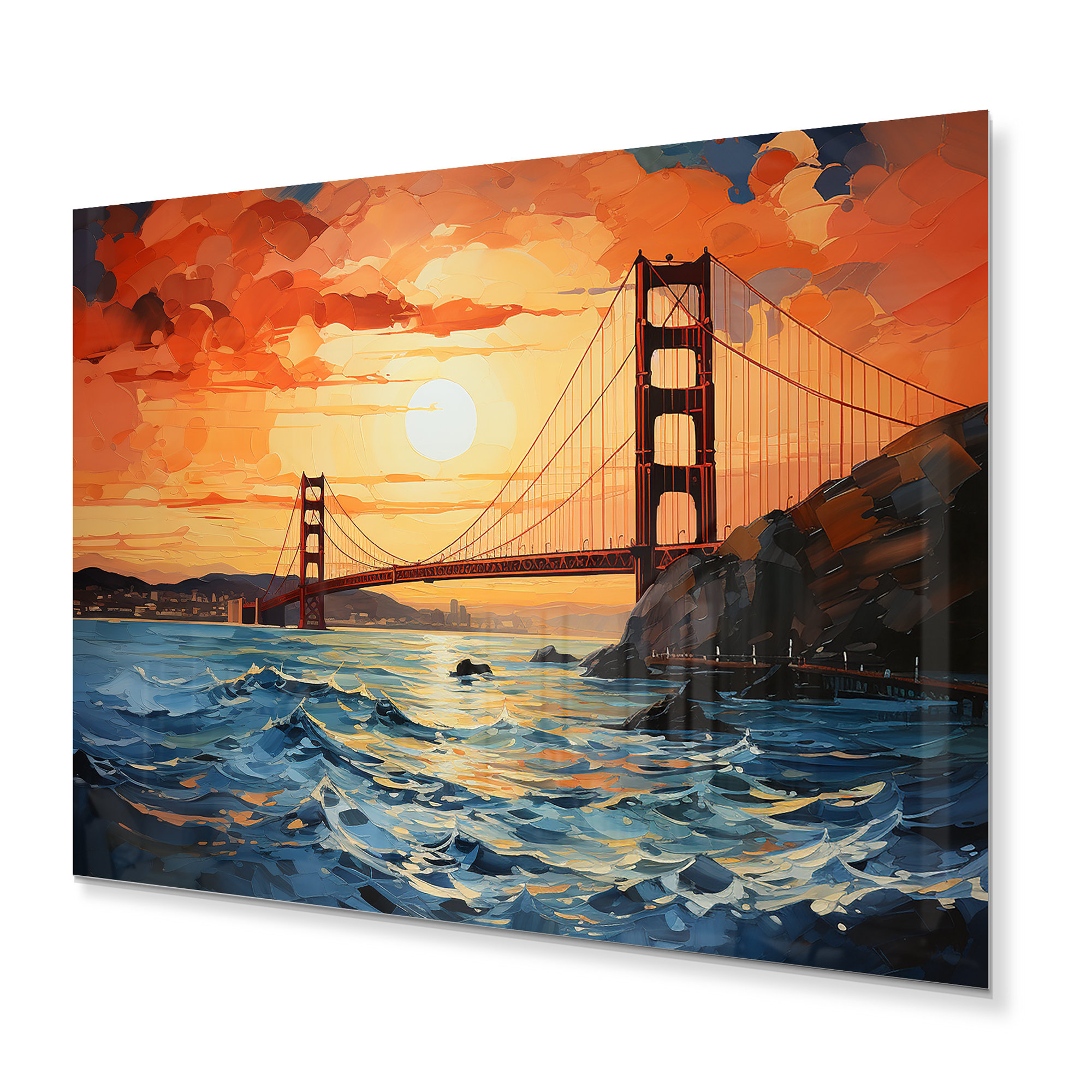 Ivy Bronx Orange Bridge Golden Gateway II - Bridges Metal Wall Art ...