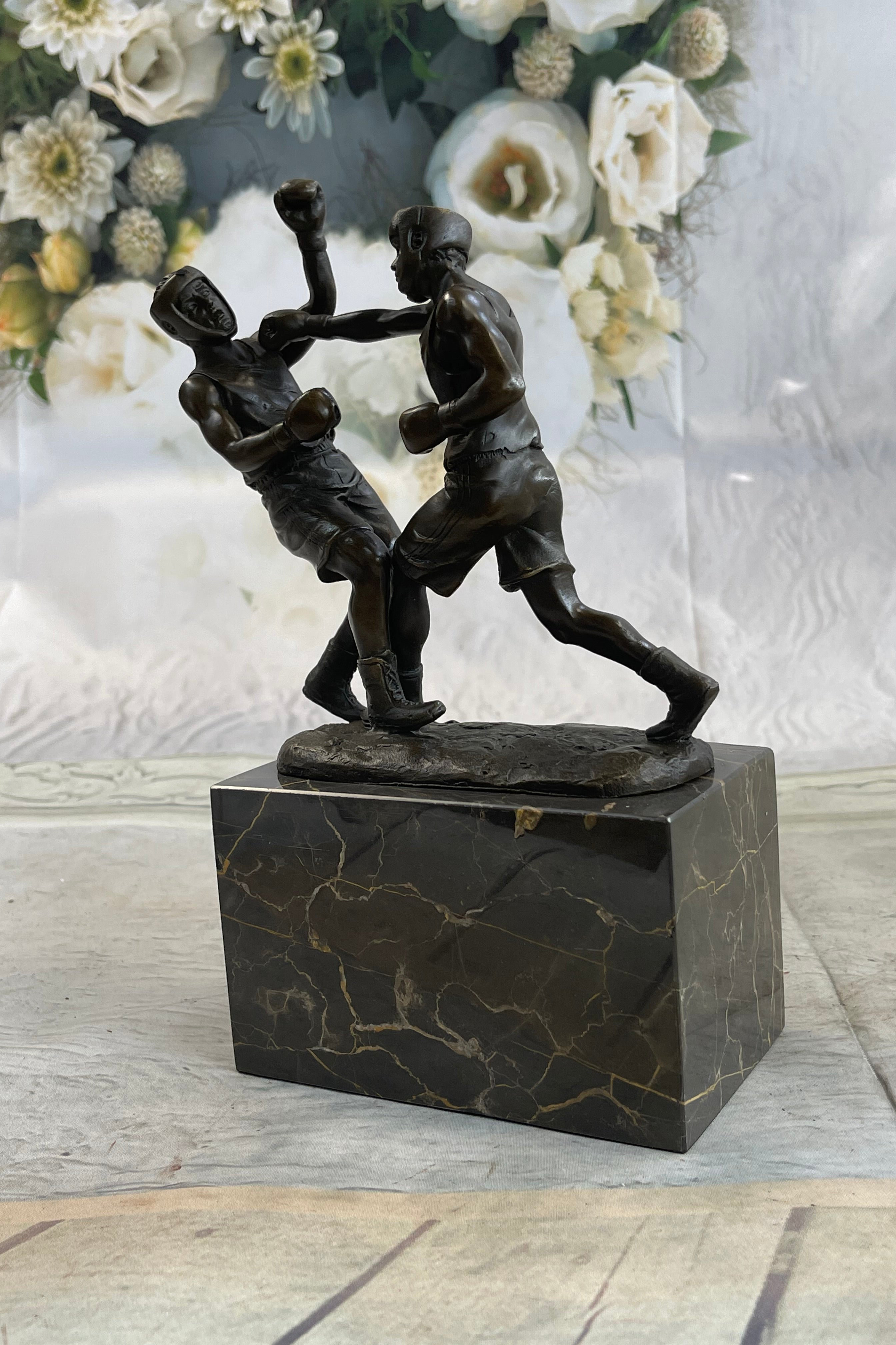 Charlton Home® Tirrelle Boxers Boxing Sparring Bronze Metal Sculpture ...