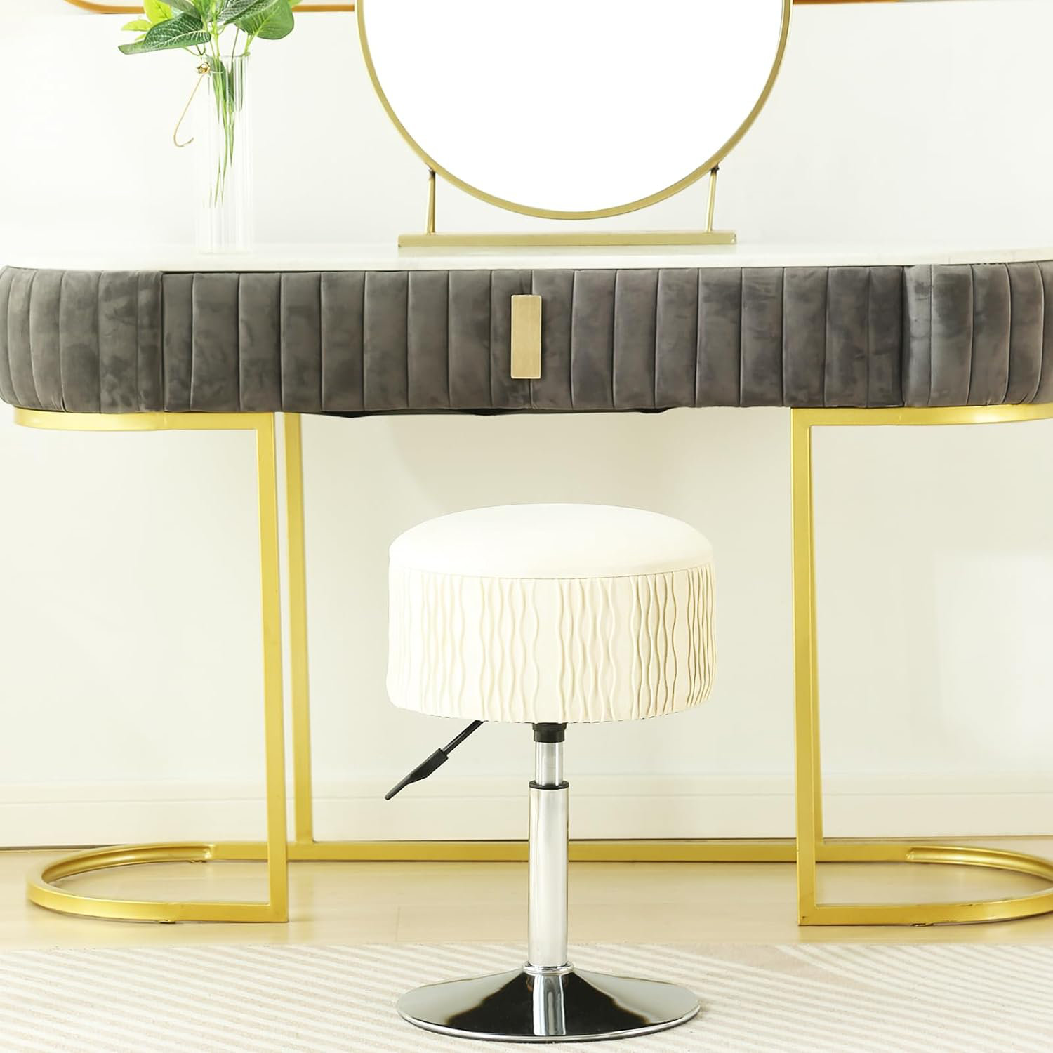 Mercer41 Stefaine Steel Vanity Stool | Wayfair