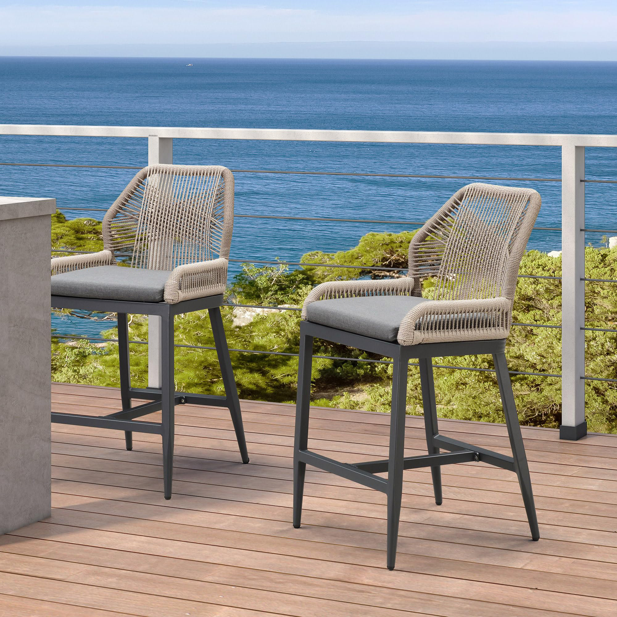 George Oliver Patio Aluminum Counter Height Bar Stools 24" H With ...
