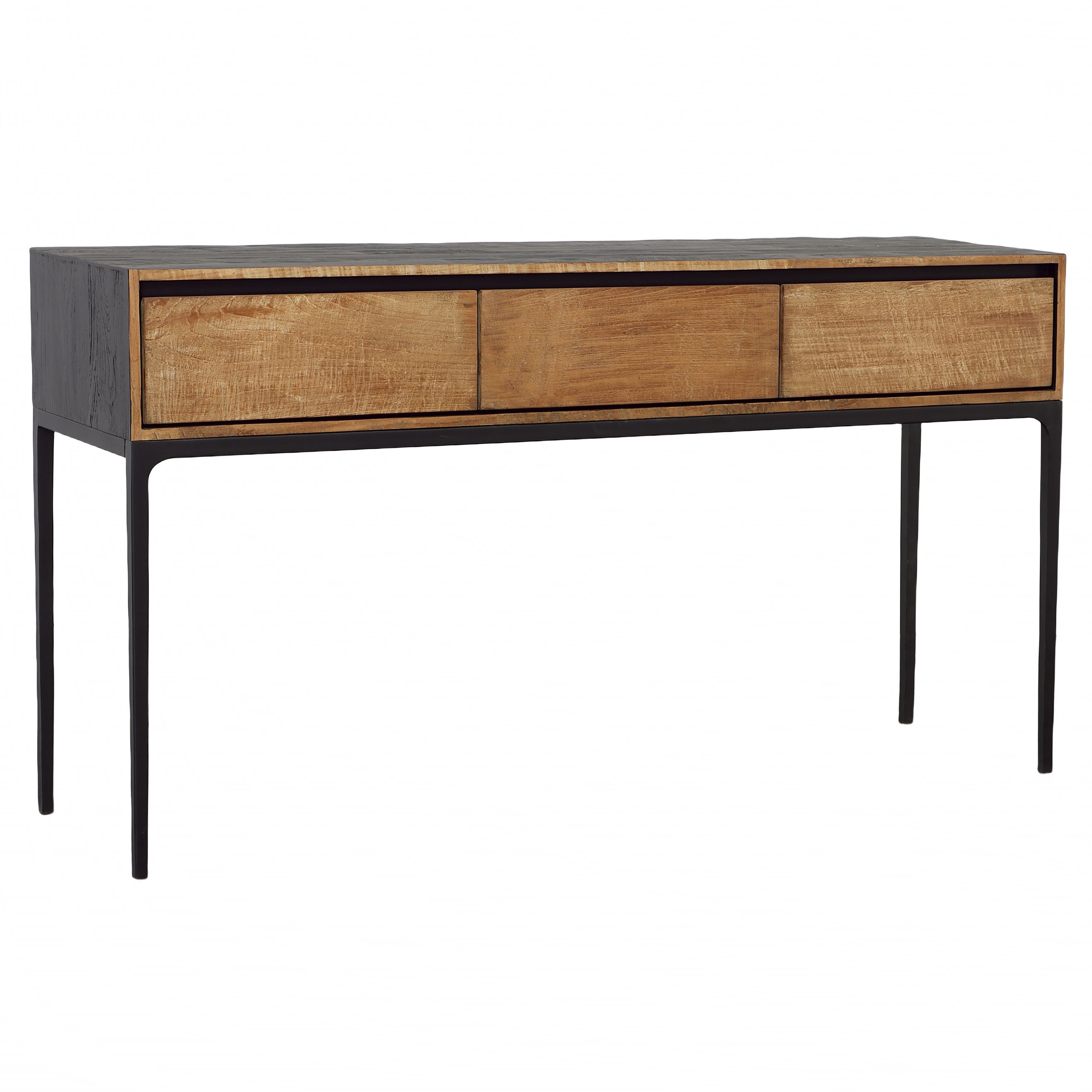 17 Stories Cabot 55" Wide 3-Drawer Teak Wood Console Table, Natural and ...