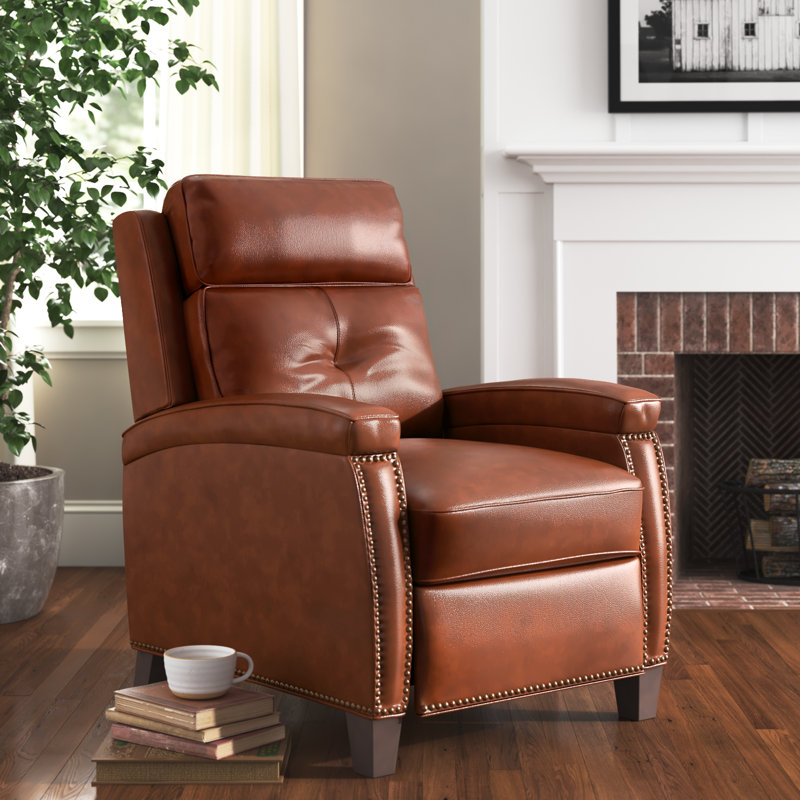 Three Posts™ Glendale Heights 31" Wide Genuine Leather Manual Club ...
