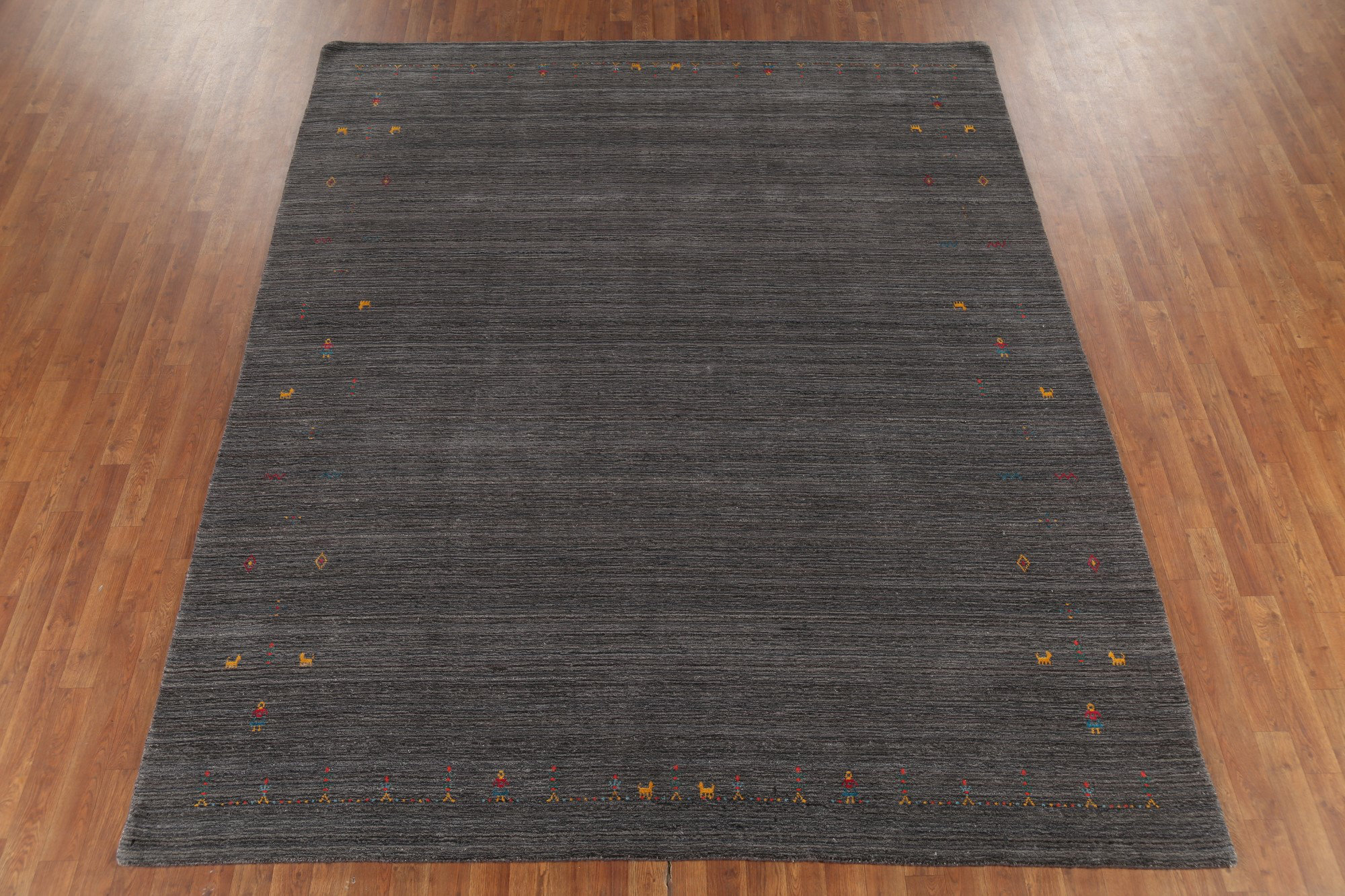 Isabelline Gray Striped Gabbeh Indian Area Rug 8x10 | Wayfair