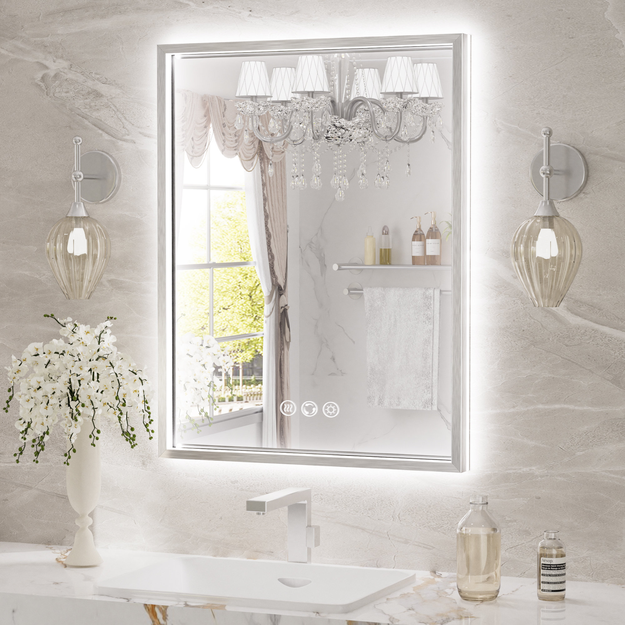 Wrought Studio™ LED Lighted Bathroom Vanity Mirror with 3 Color ...