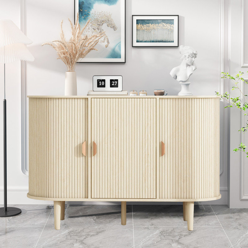 Ebern Designs Rounded corner 3-Door Buffet Cabinet | Wayfair