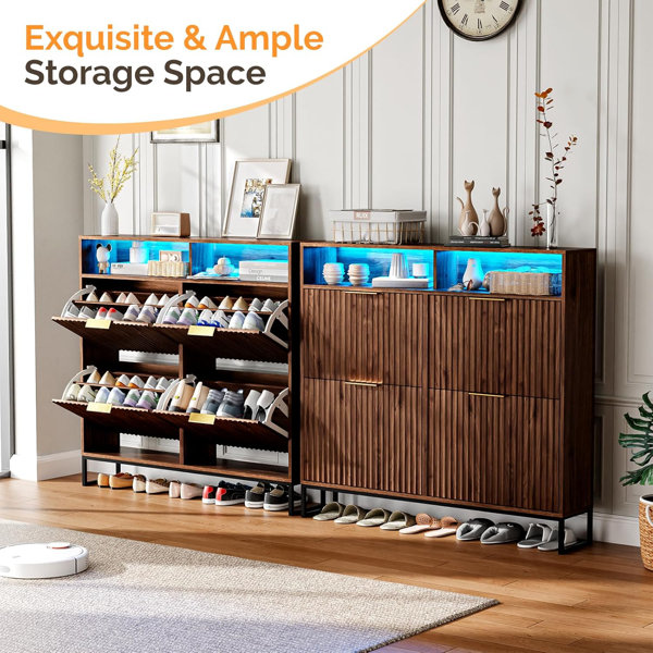 17 Stories 47.2 Inch Wide Slatted 4 Flip Drawers 1 Compartment Storage ...