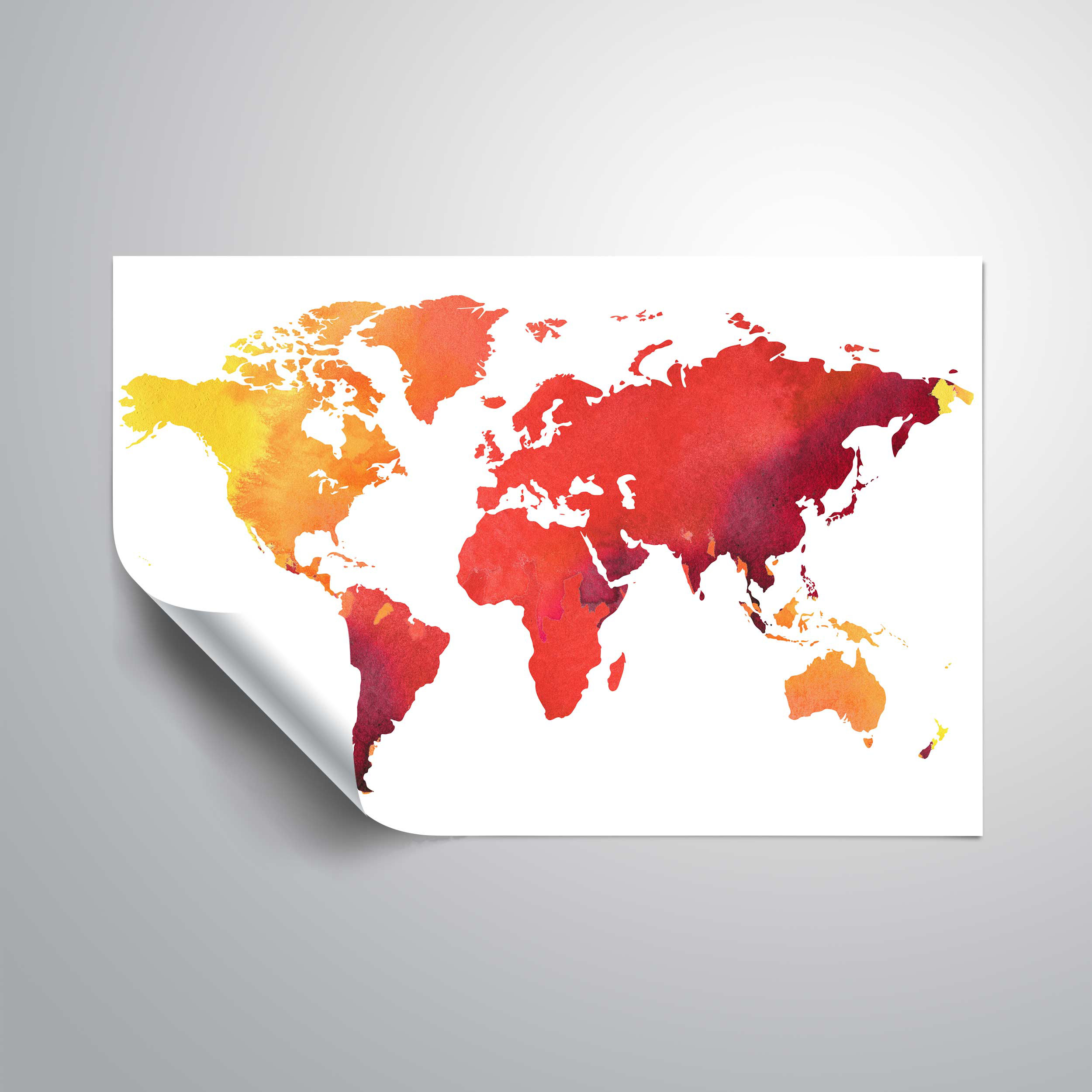 Ebern Designs Pomerleau Yellow Red Splash World Map Removable Wall ...