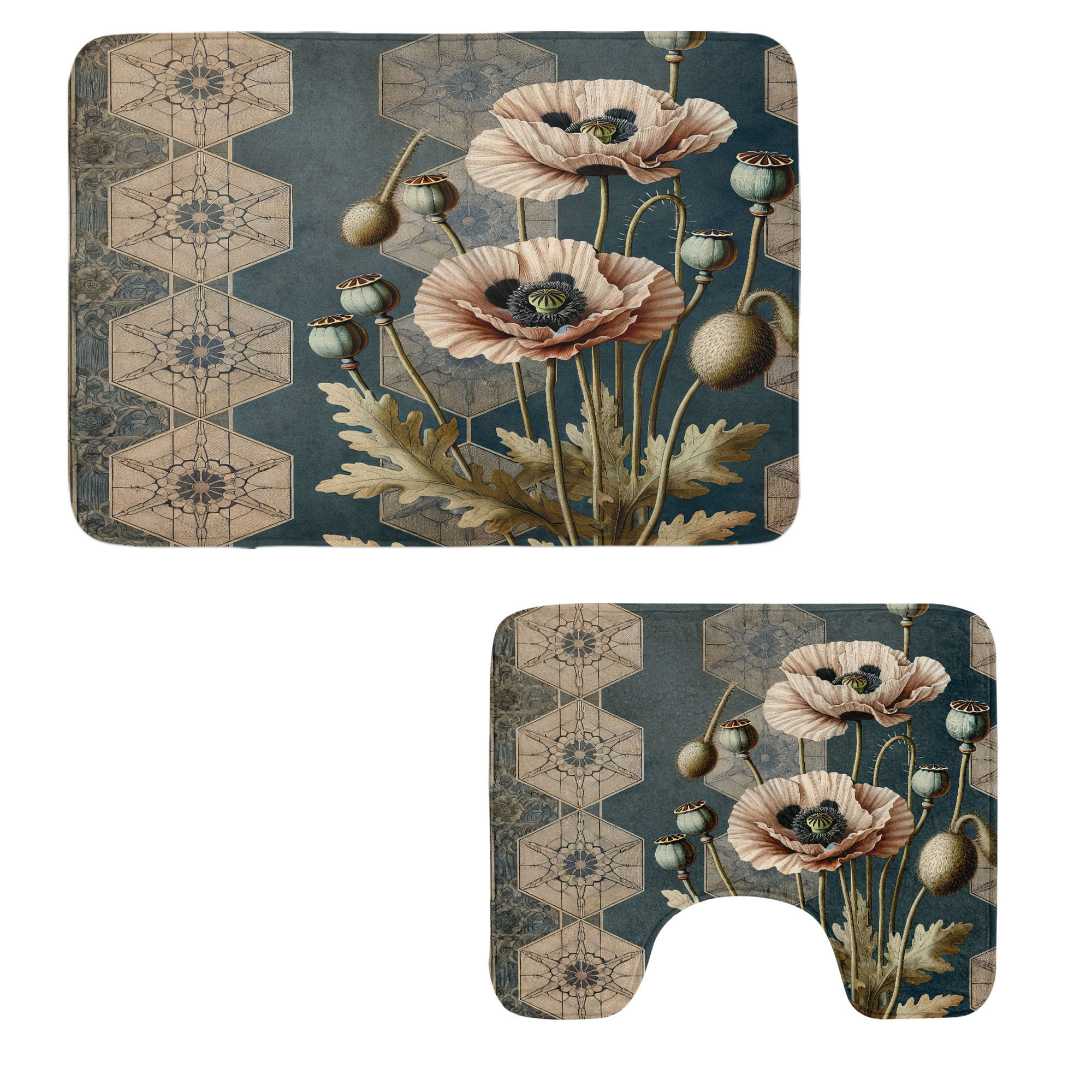 East Urban Home Vintage Bathroom Rug Set 2 Pieces Rectangle & Contour ...