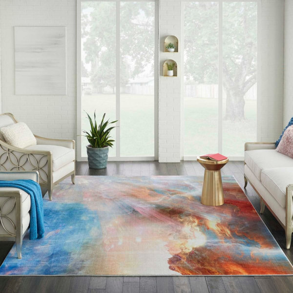 Ebern Designs Niebrara Funky Blue Rug | Wayfair.ie