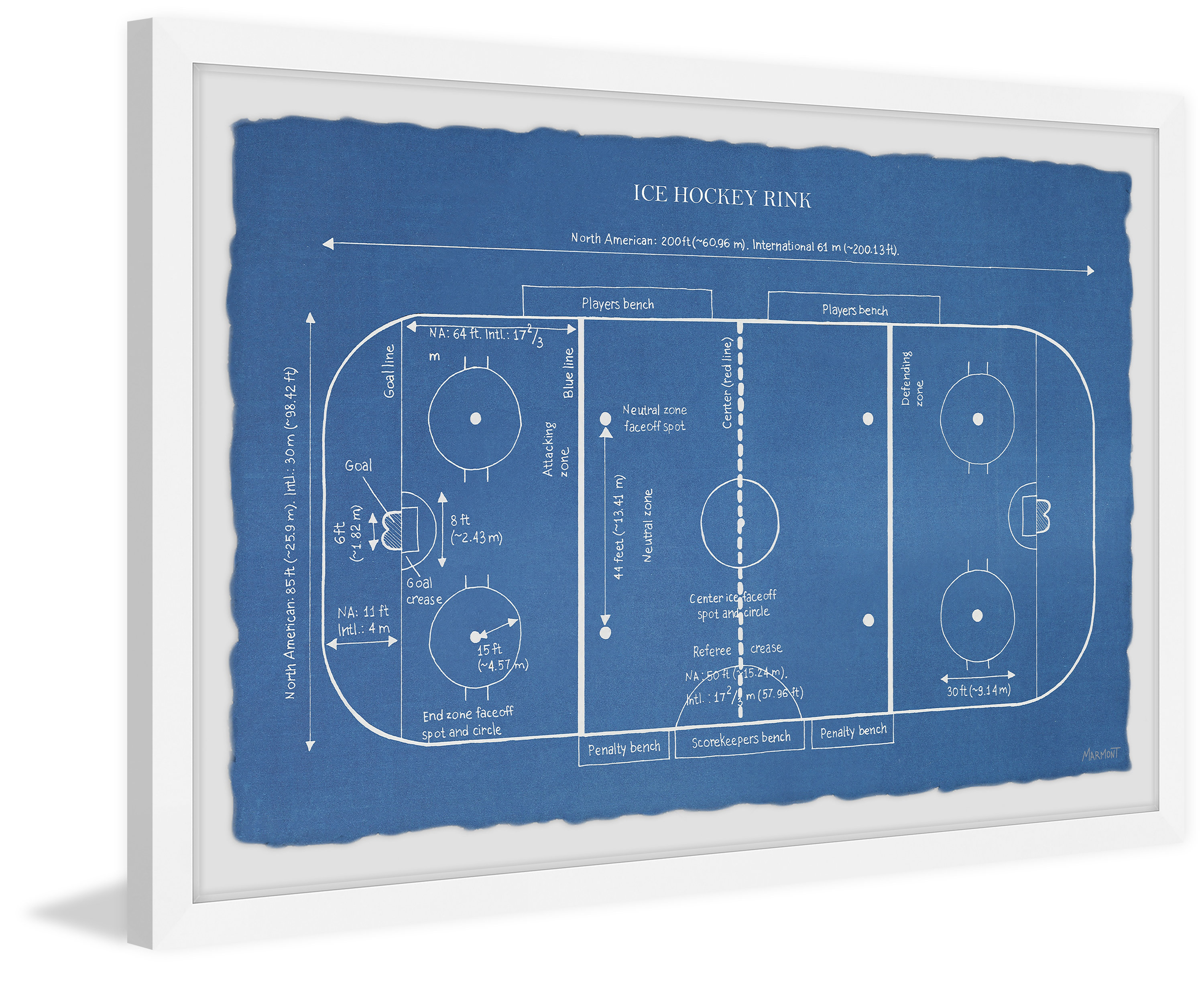 Isabelle & Max™ 'Ice Hockey Rink Blueprint' Picture Frame Print on ...