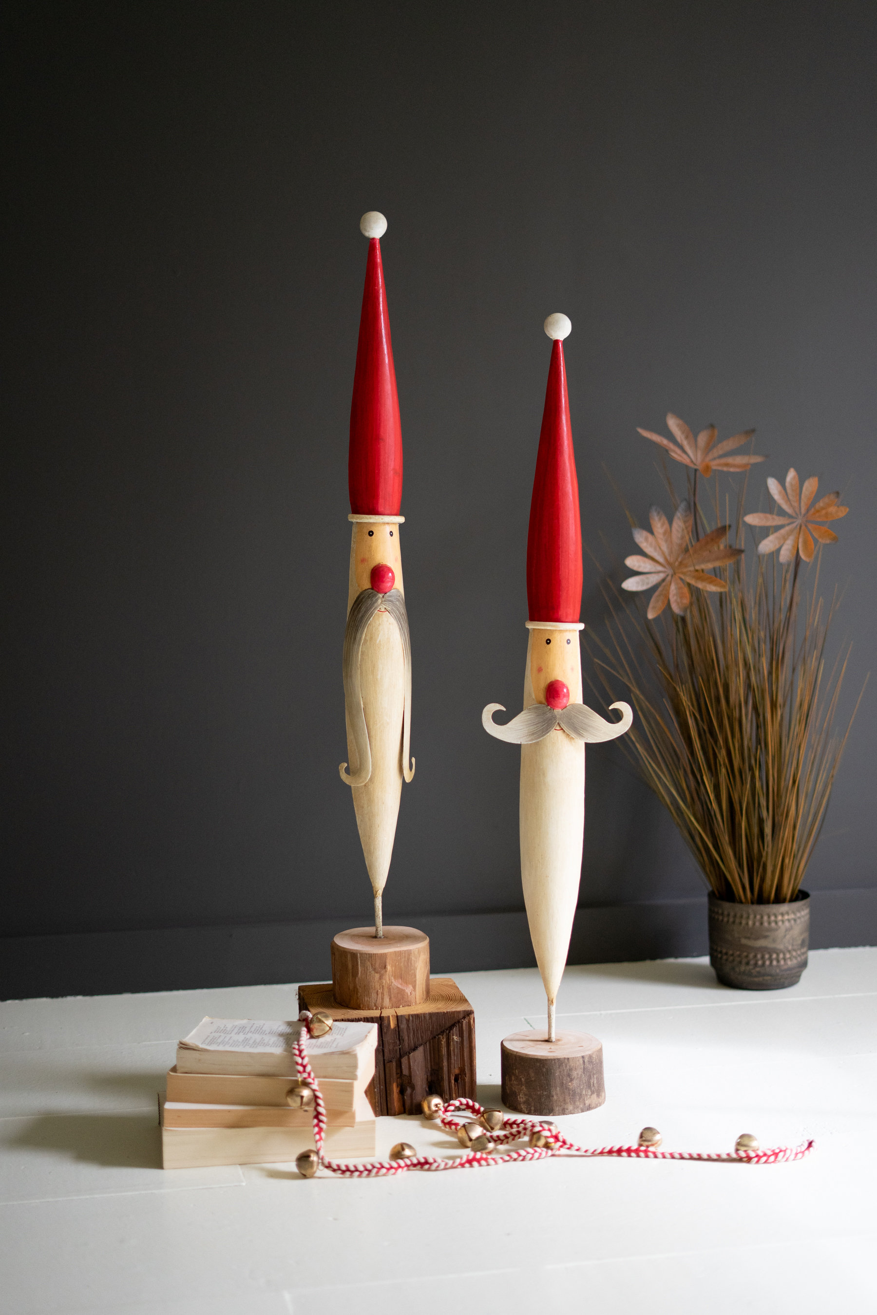 The Holiday Aisle® SET OF TWO HAND PAINTED TALL SANTA FACES | Birch Lane