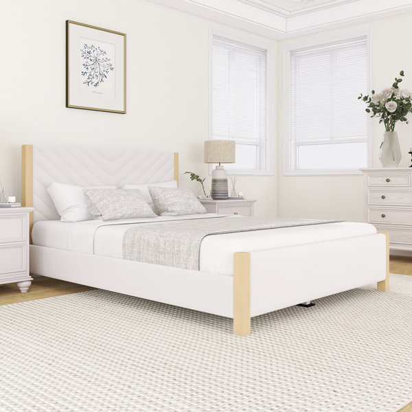 Magic Racks Queen Size Modern Mid-Century Upholstered Platform Bed ...