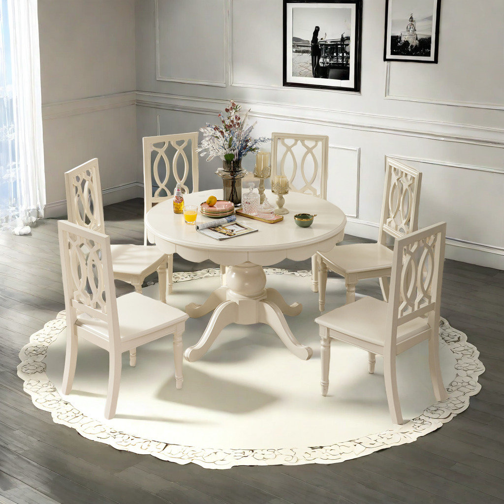 Greyleigh Round Table All Solid Wood Petal Table And Chair Dining Set ...