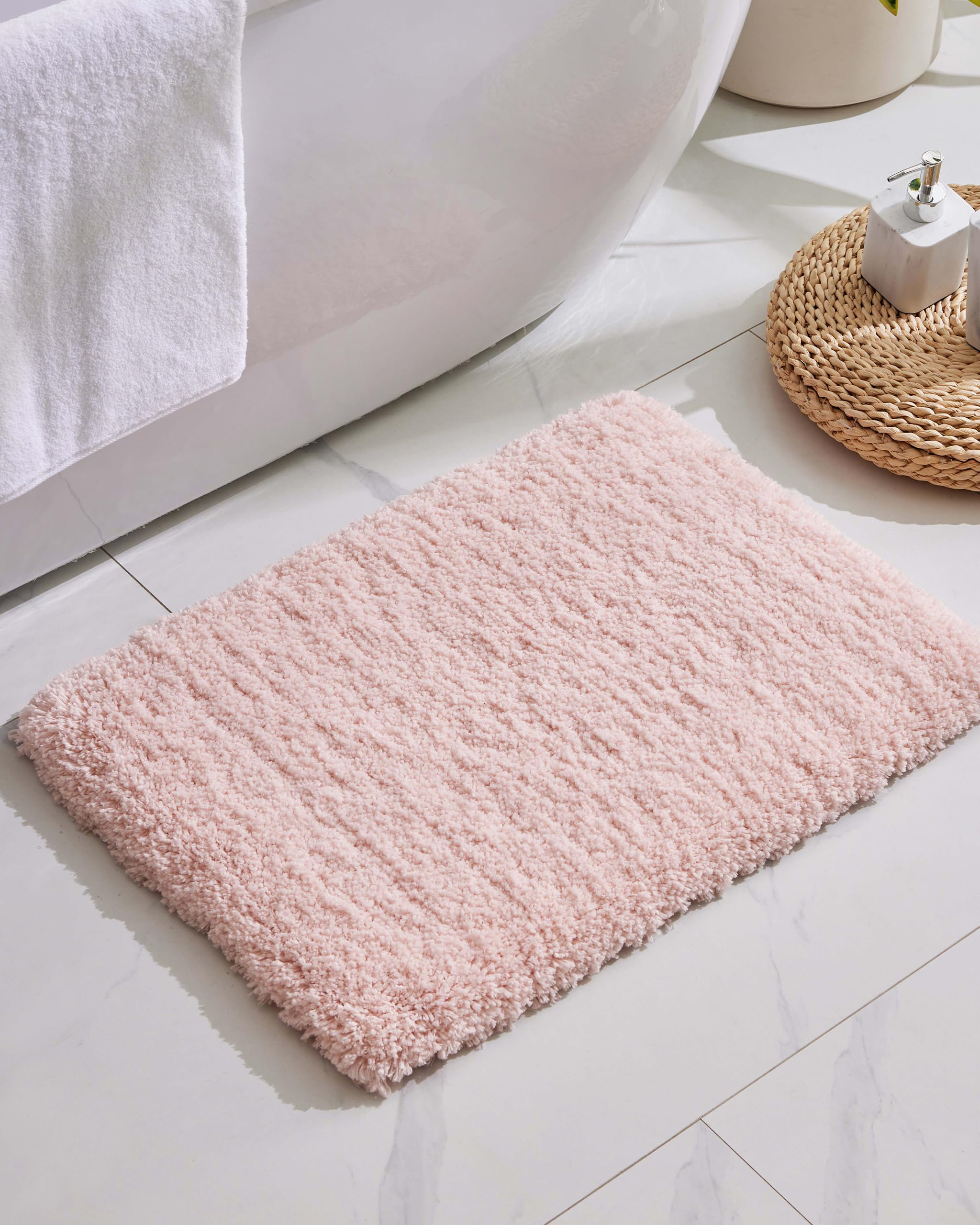 Latitude Run® Small Bathroom Rug 17X24 Non Slip Pink Fluffy Bath Mat ...