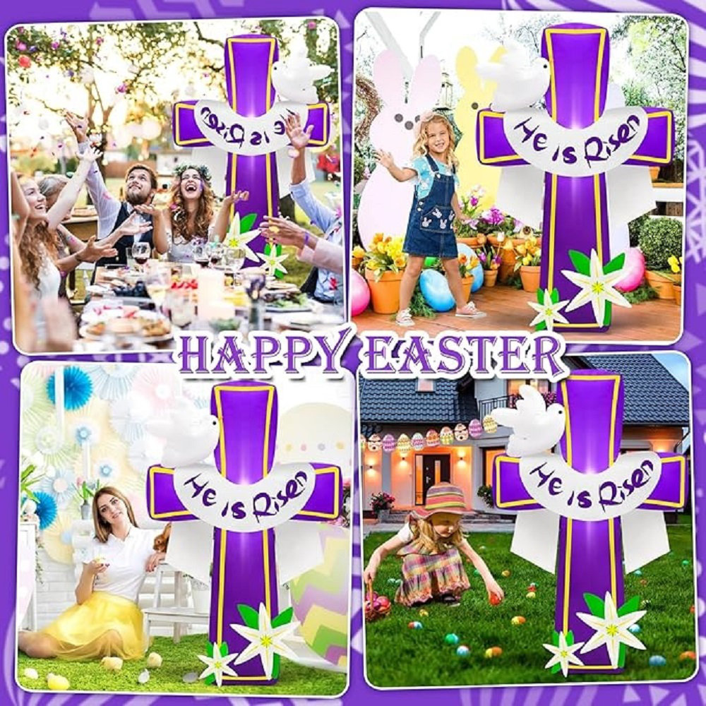 The Holiday Aisle® 4.5FT Easter Inflatables Outdoor Decorations He Is ...