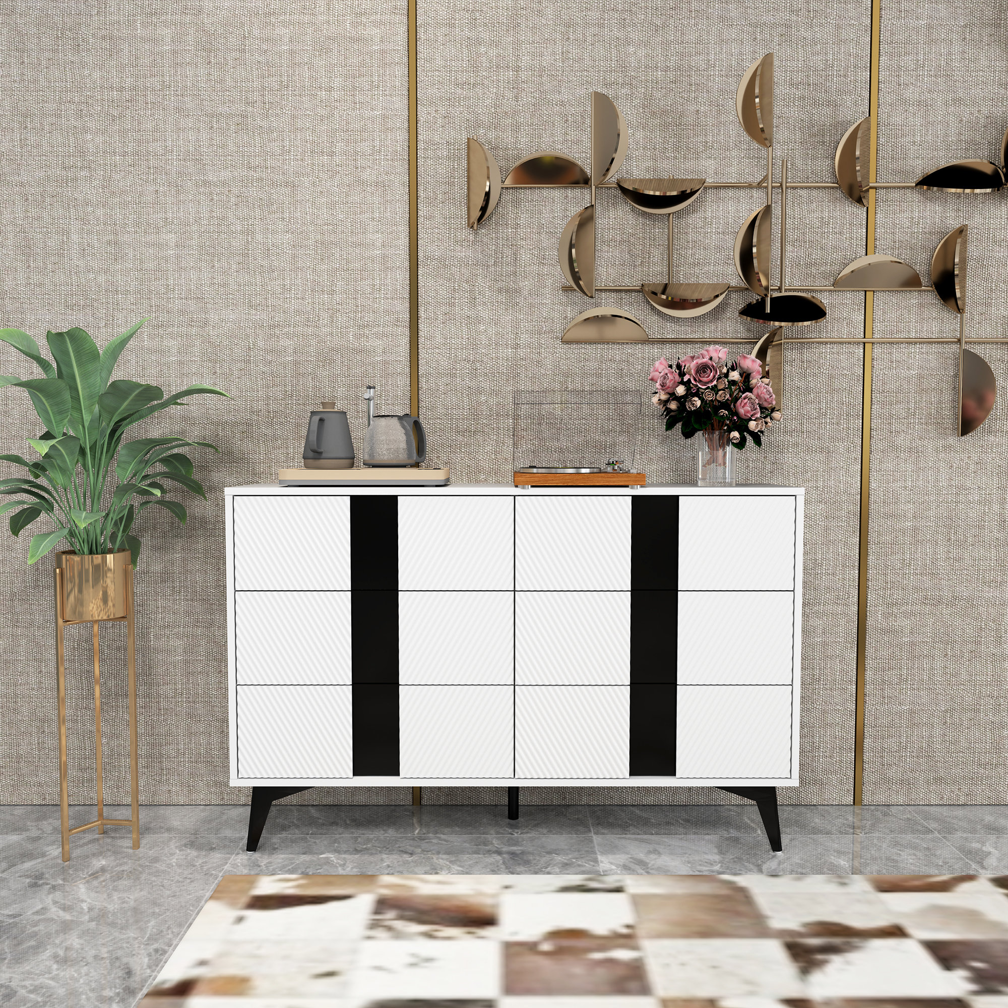 George Oliver Hinderich 47”W 6 Drawer Dresser Sideboard, Side Table ...